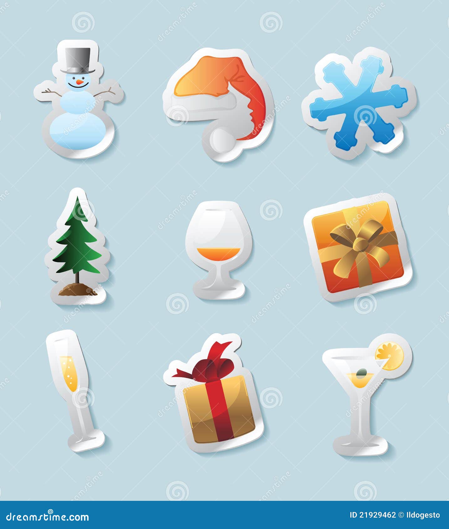 Sticker Icons for Christmas Stock Vector - Illustration of wine ...