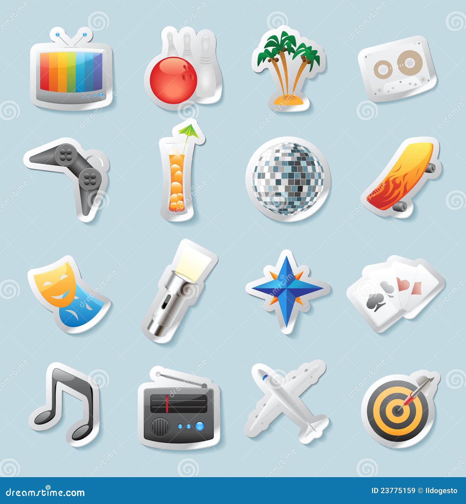 Sticker Icons for Entertainment Stock Vector - Illustration of graphics ...