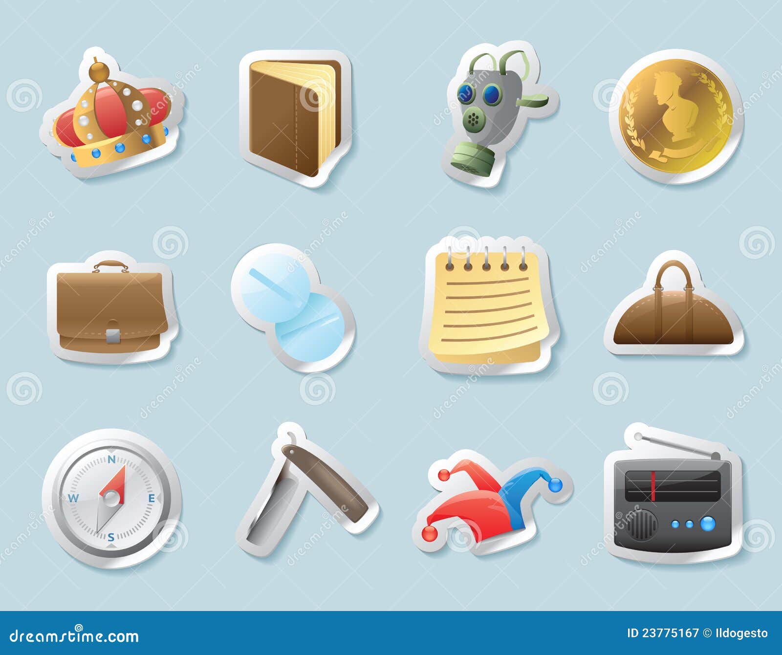 Sticker Icons for Personal Belongings Stock Vector - Illustration of ...