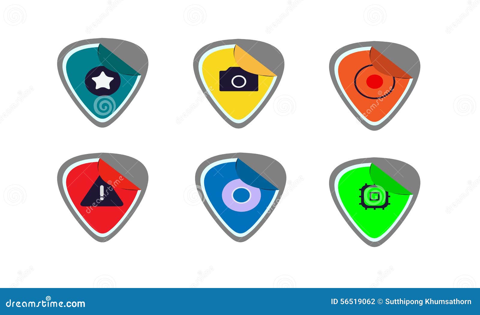 Sticker icons stock vector. Illustration of flat, design - 56519062