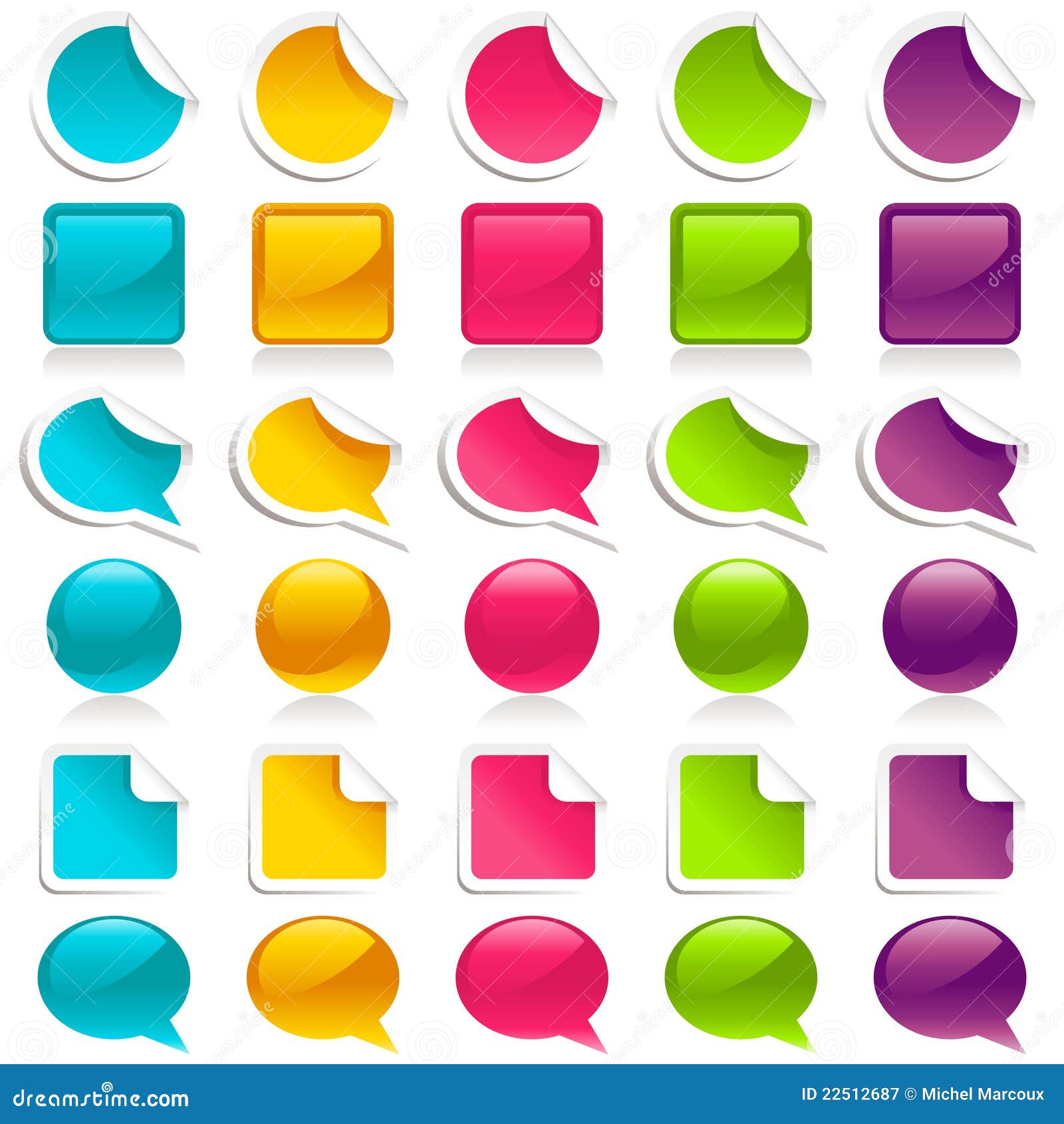 Sticker, Icons & Speech Bubbles Stock Vector - Illustration of design ...