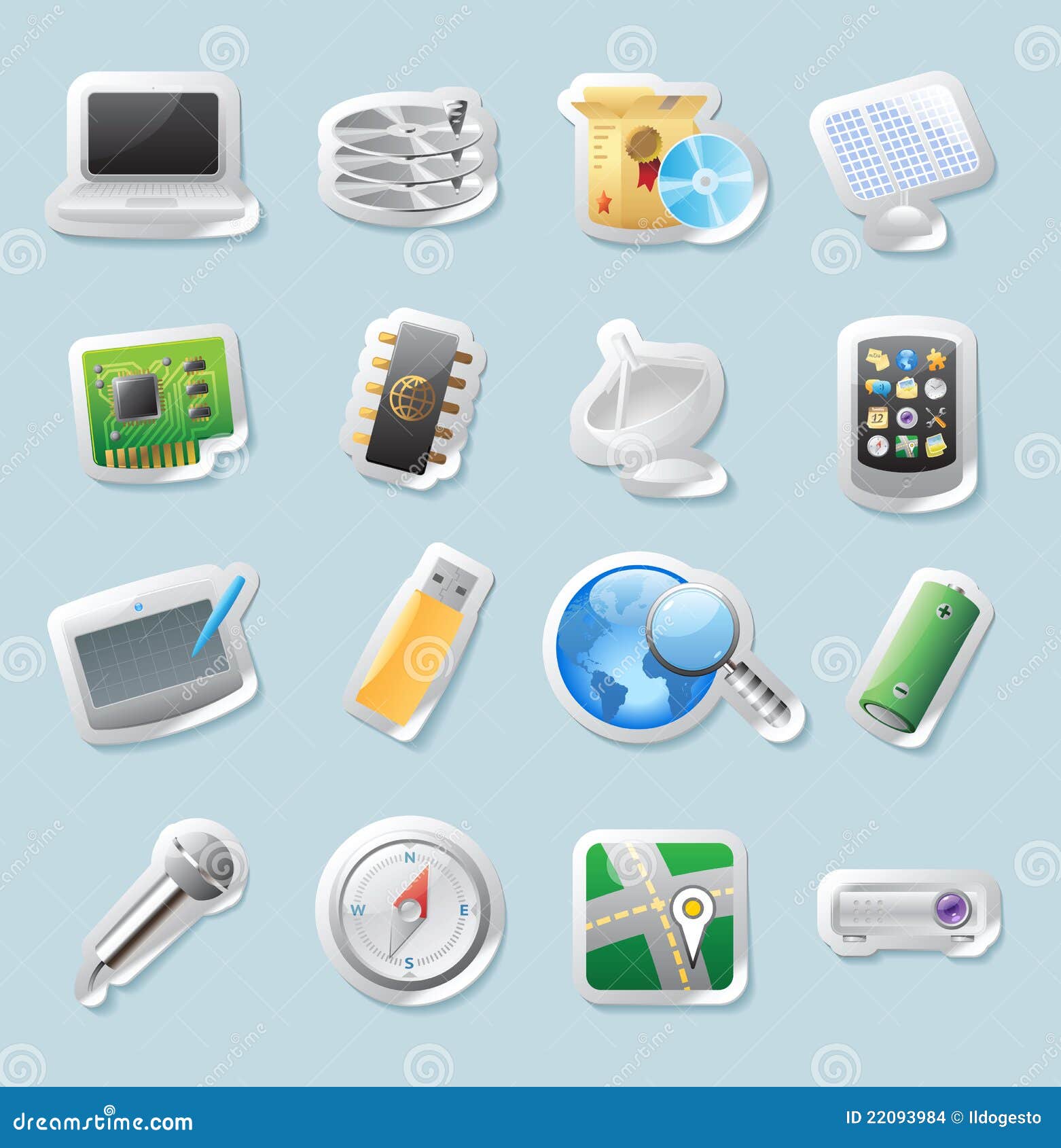 Sticker Icons for Technology and Devices Stock Vector - Illustration of ...