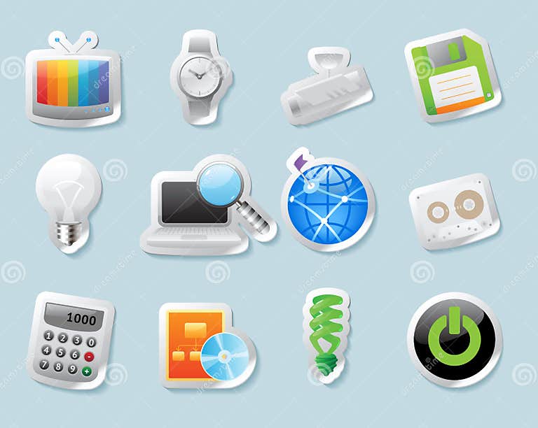 Sticker Icons for Technology and Devices Stock Vector - Illustration of ...