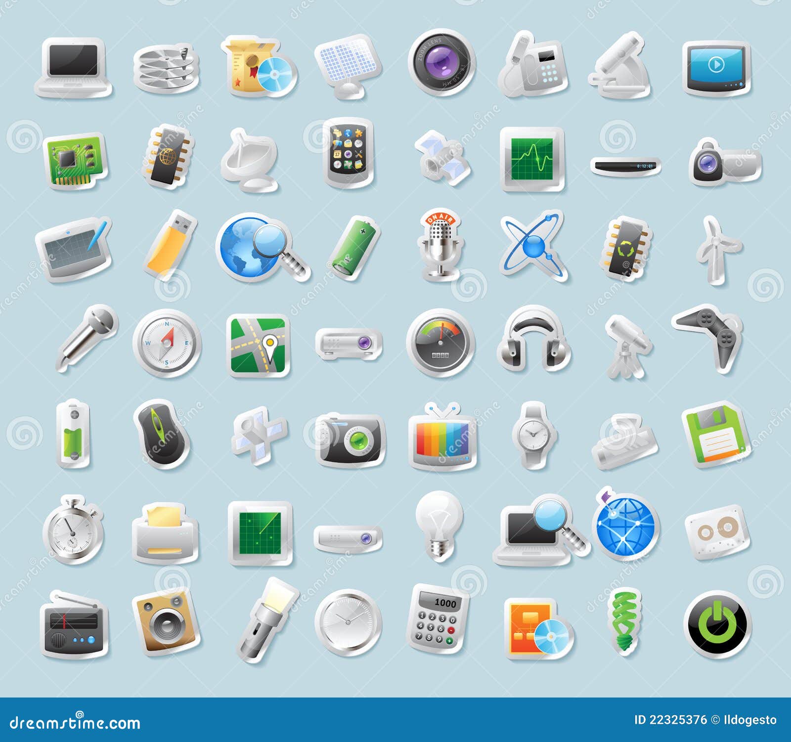 Sticker Icons for Technology and Devices Stock Vector - Illustration of ...