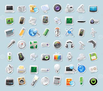 Sticker Icons for Technology and Devices Stock Vector - Illustration of ...