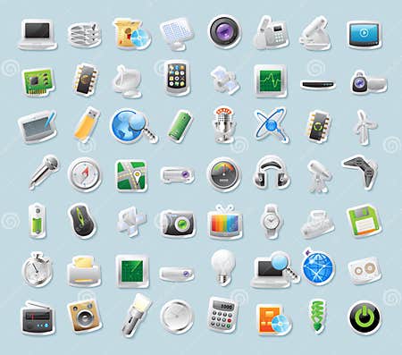 Sticker Icons for Technology and Devices Stock Vector - Illustration of ...