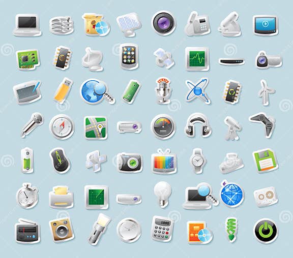 Sticker Icons for Technology and Devices Stock Vector - Illustration of ...