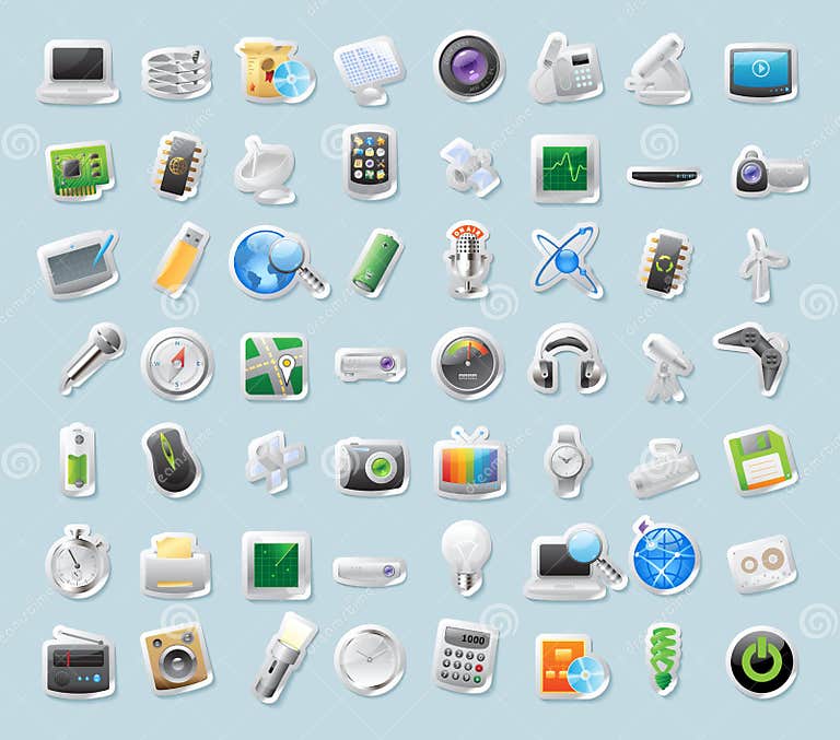 Sticker Icons for Technology and Devices Stock Vector - Illustration of ...