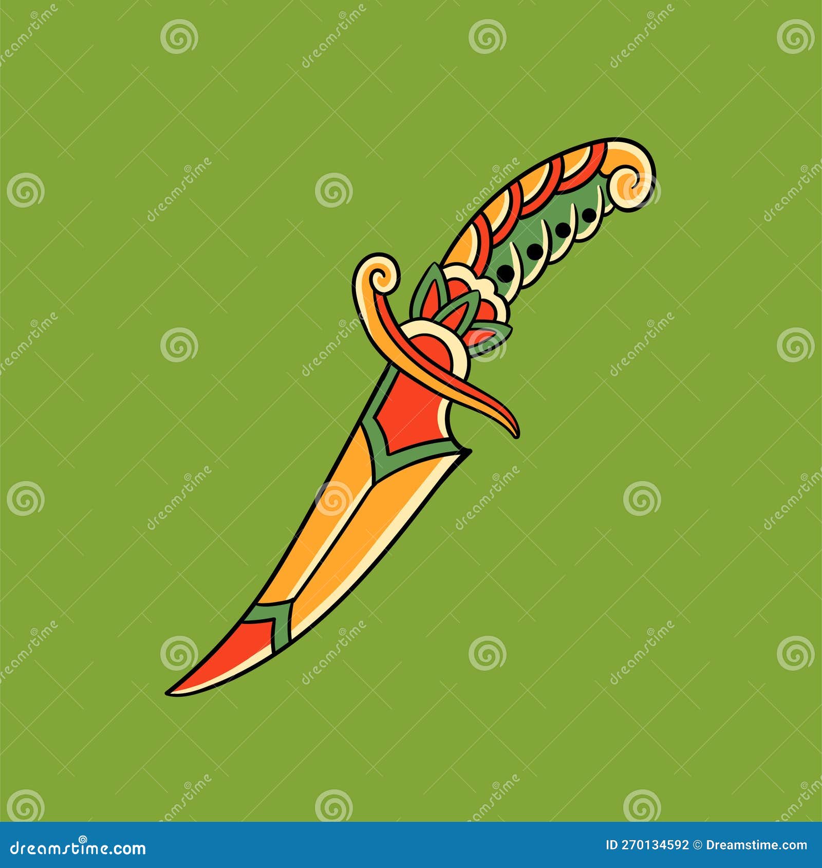Sticker Illustration of an Old School Dagger Stock Vector ...