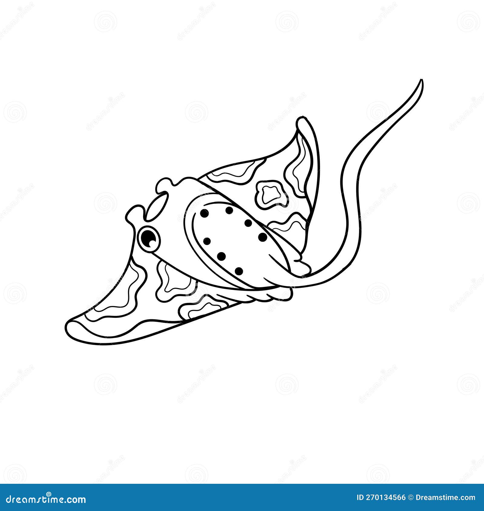 Sticker Illustration of a Stingray Outline Version Stock Vector ...
