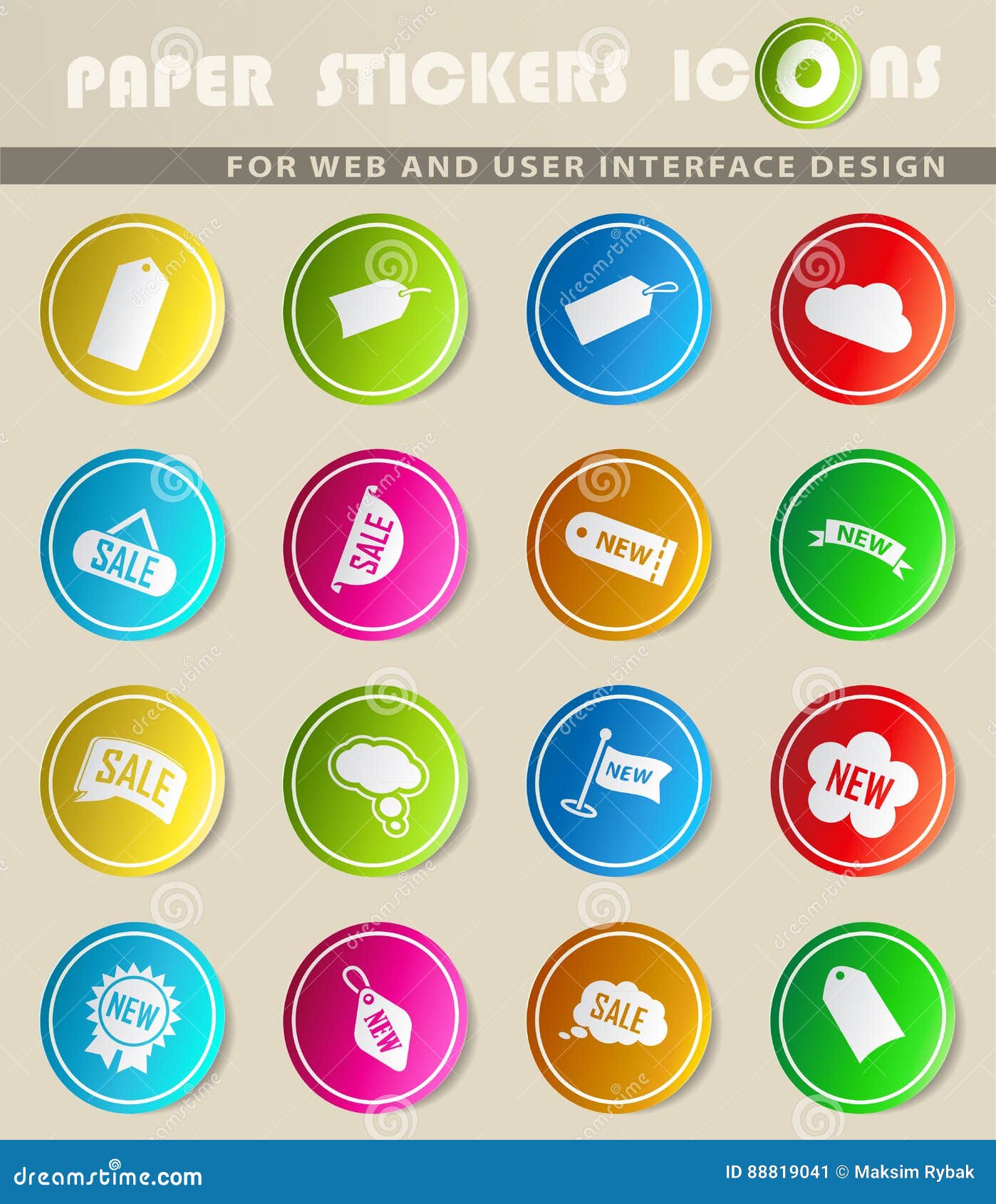 Sticker and label icon set stock illustration. Illustration of paper ...