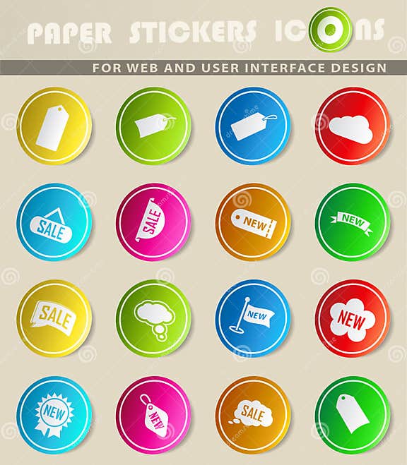 Sticker and label icon set stock illustration. Illustration of paper ...