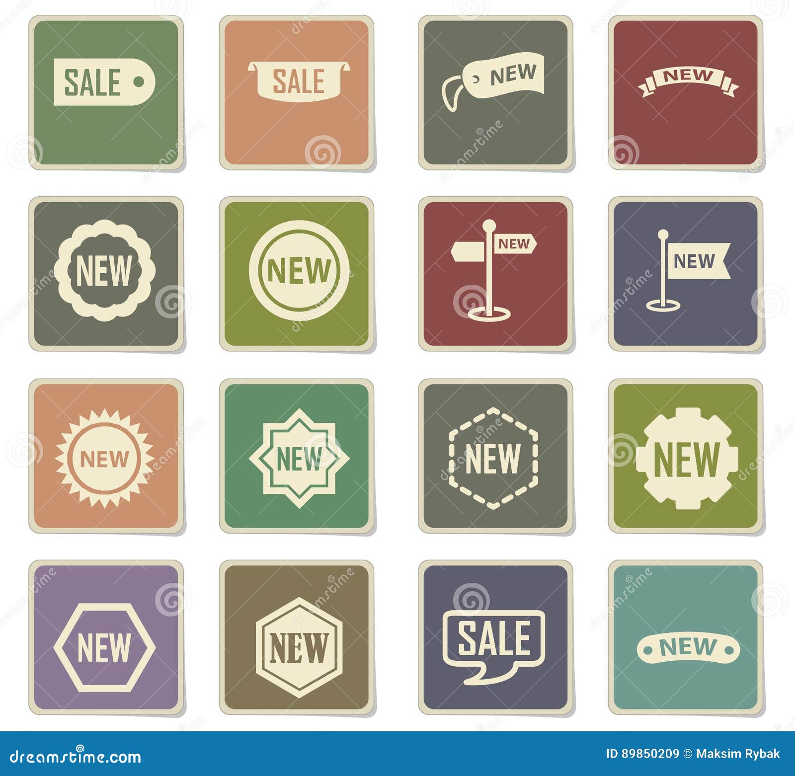 Sticker and label icon set stock illustration. Illustration of arrow ...