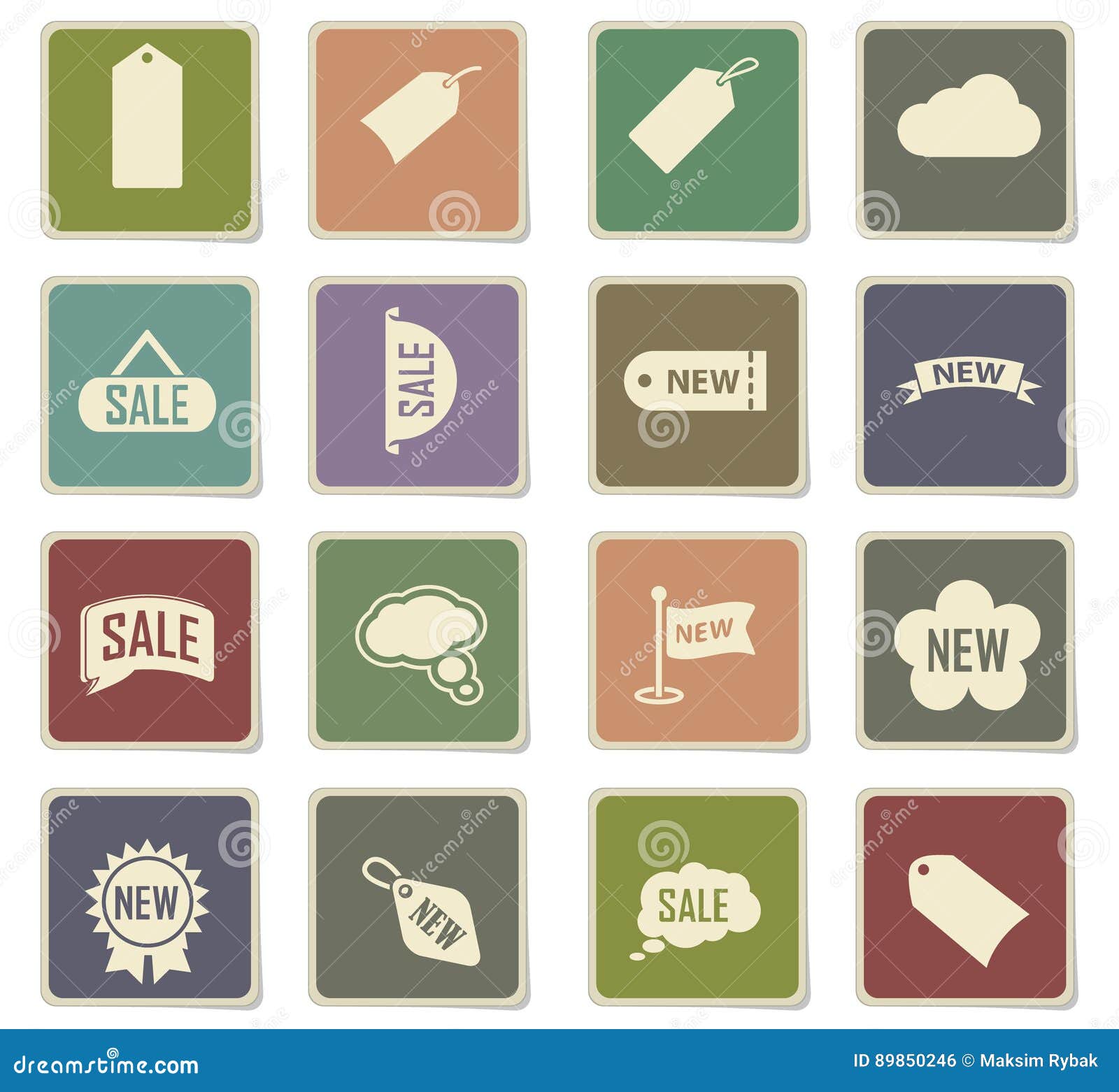 Sticker and label icon set stock illustration. Illustration of button ...
