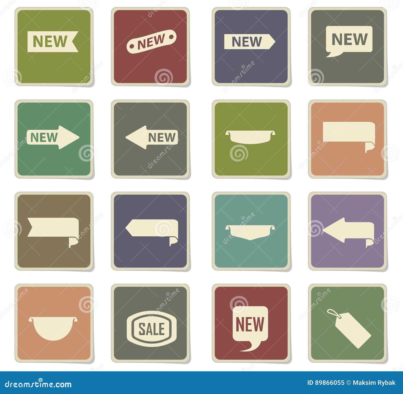 Sticker and label icon set stock illustration. Illustration of button ...