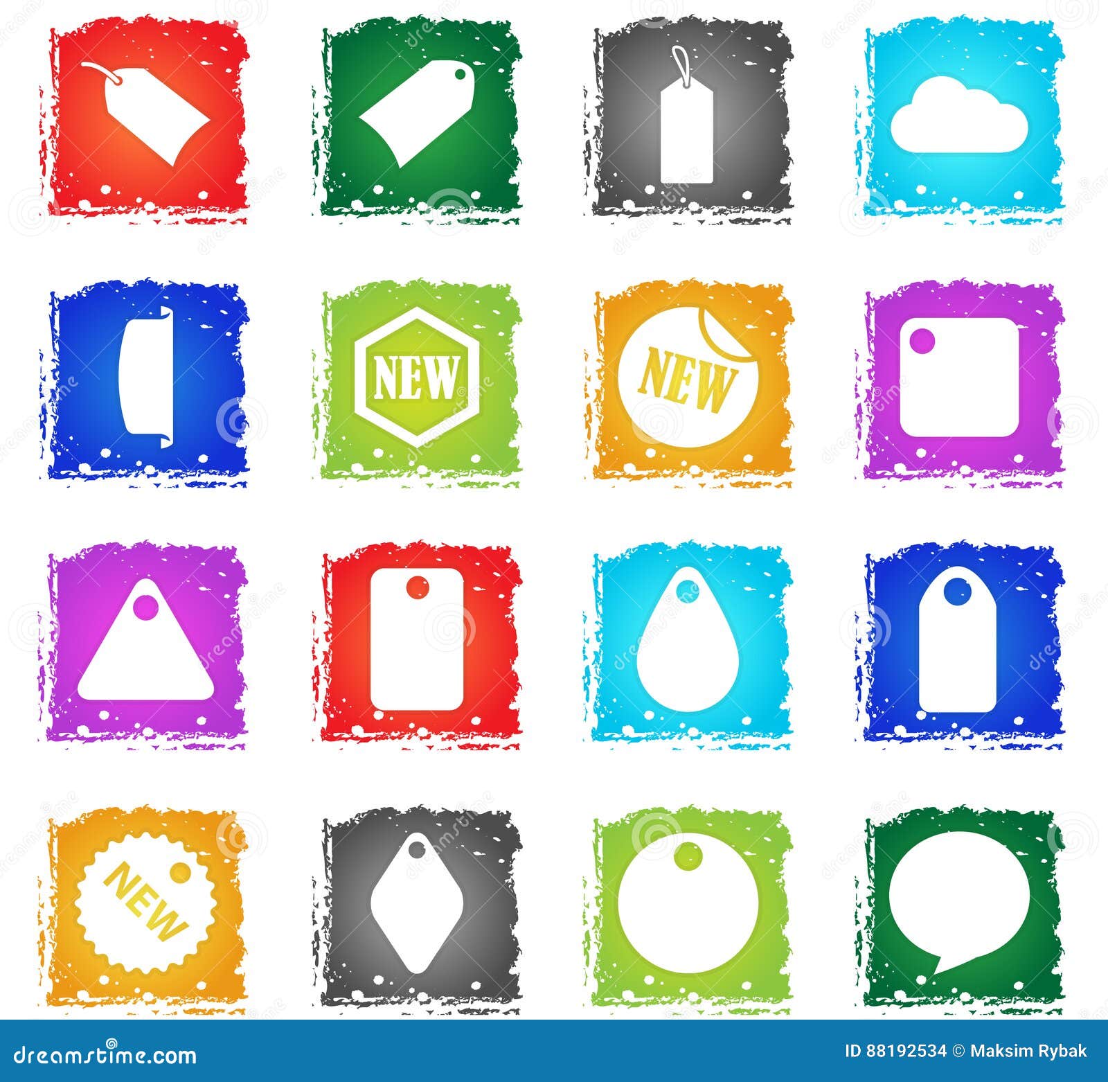 Sticker and label icon set stock illustration. Illustration of element ...