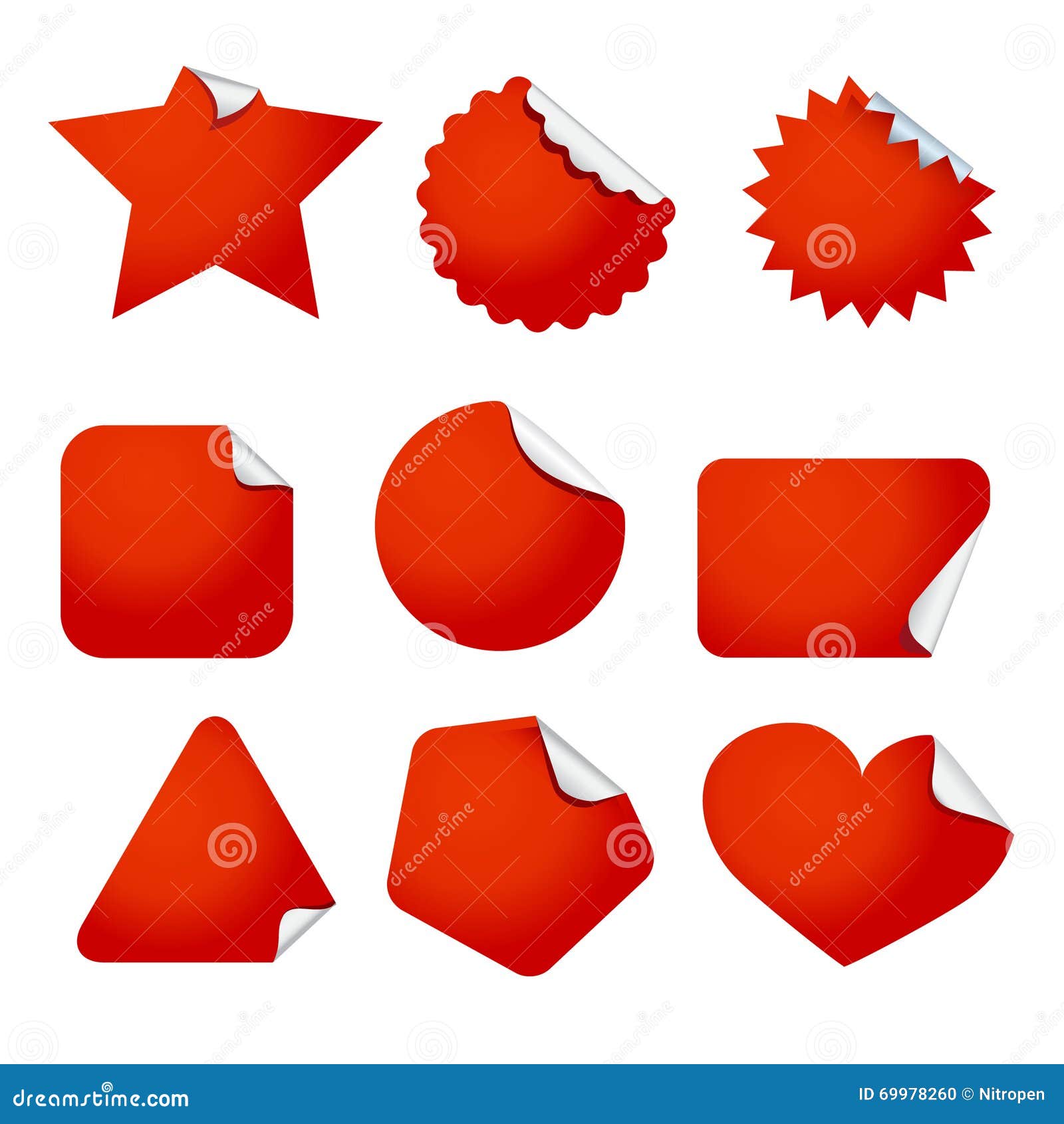 Sticker Label Set. Red Sticky on White Stock Vector - Illustration of ...