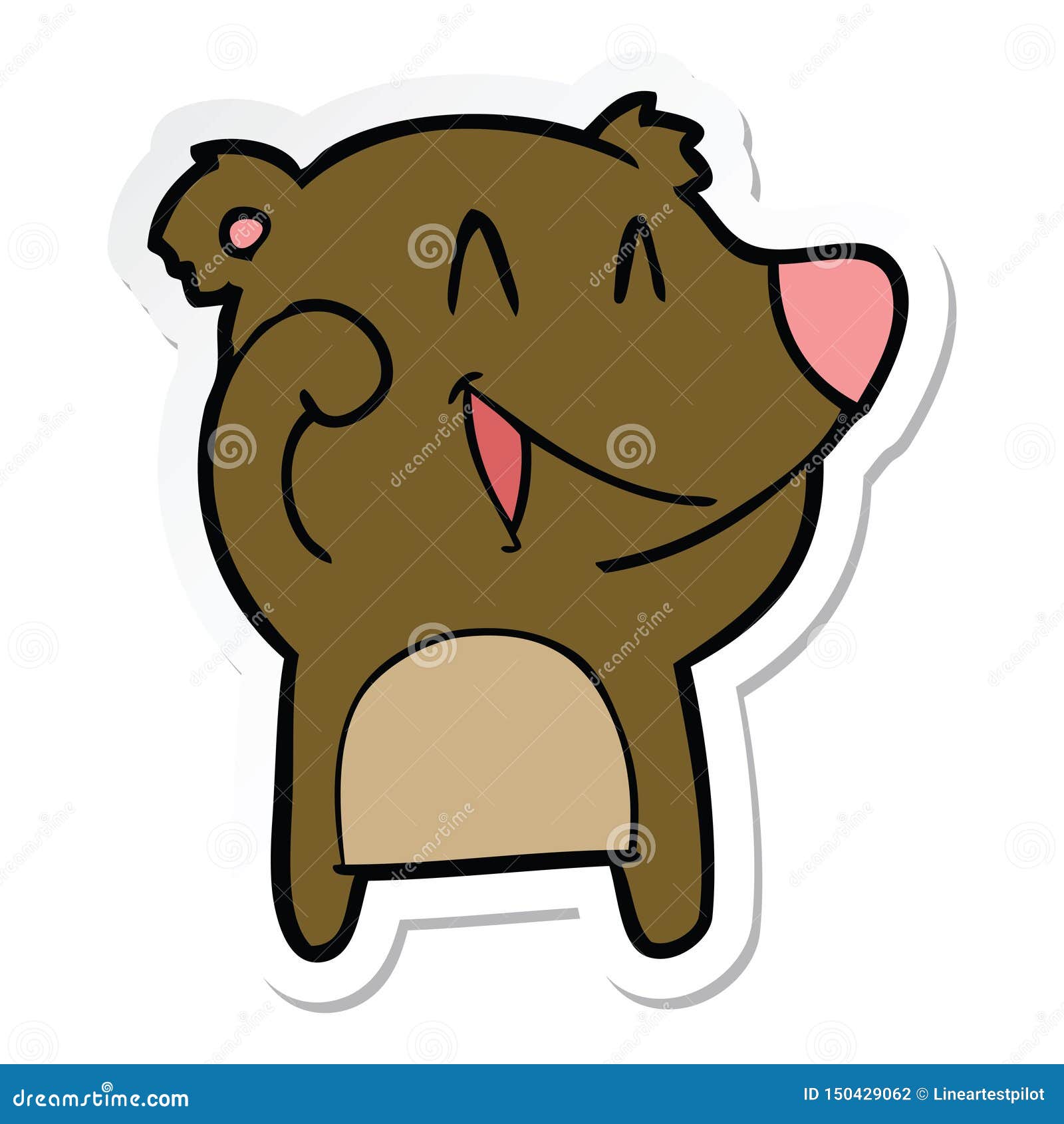 Sticker of a Laughing Bear Cartoon Stock Vector - Illustration of ...