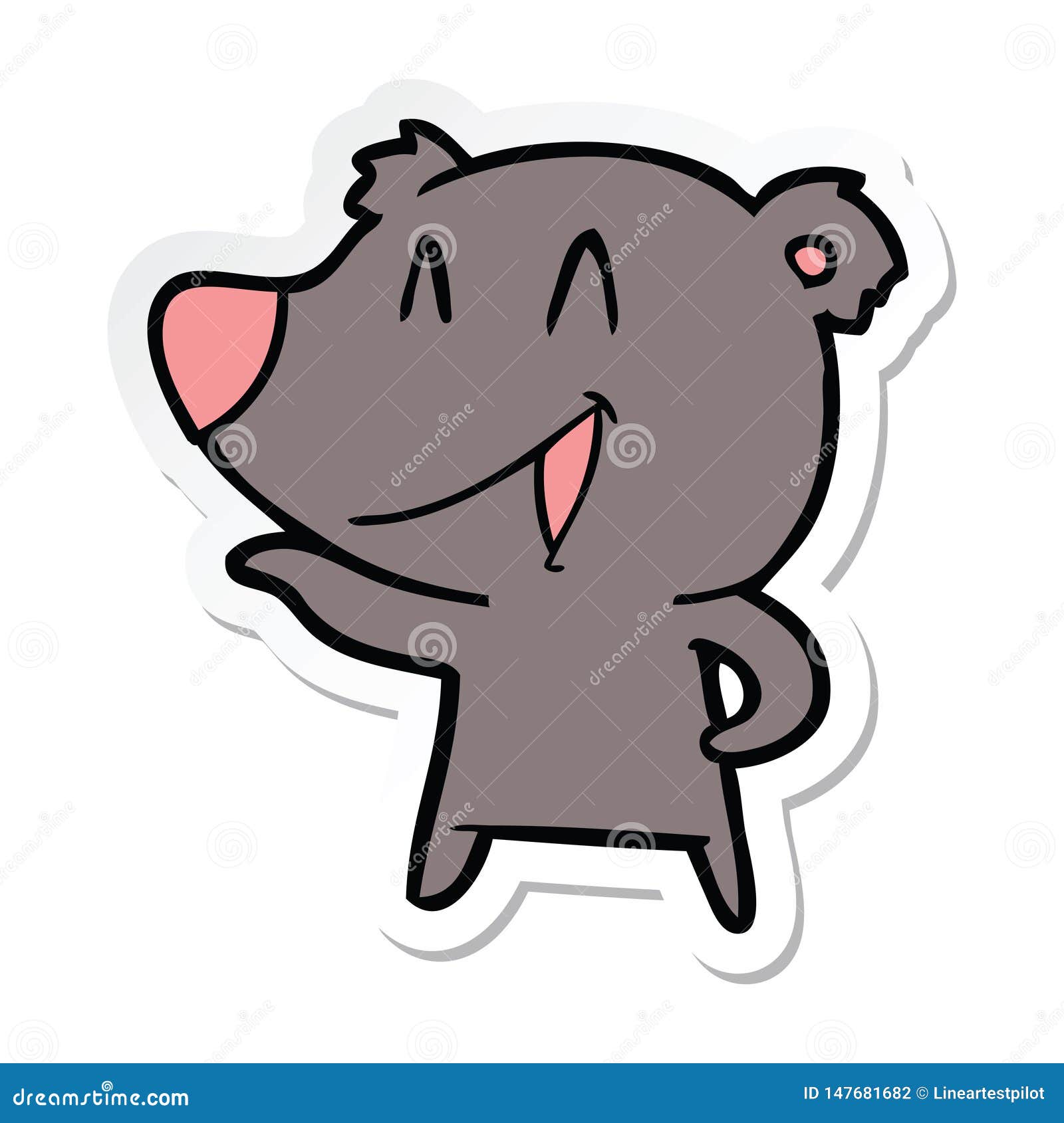Sticker of a Laughing Bear Cartoon Stock Vector - Illustration of happy ...
