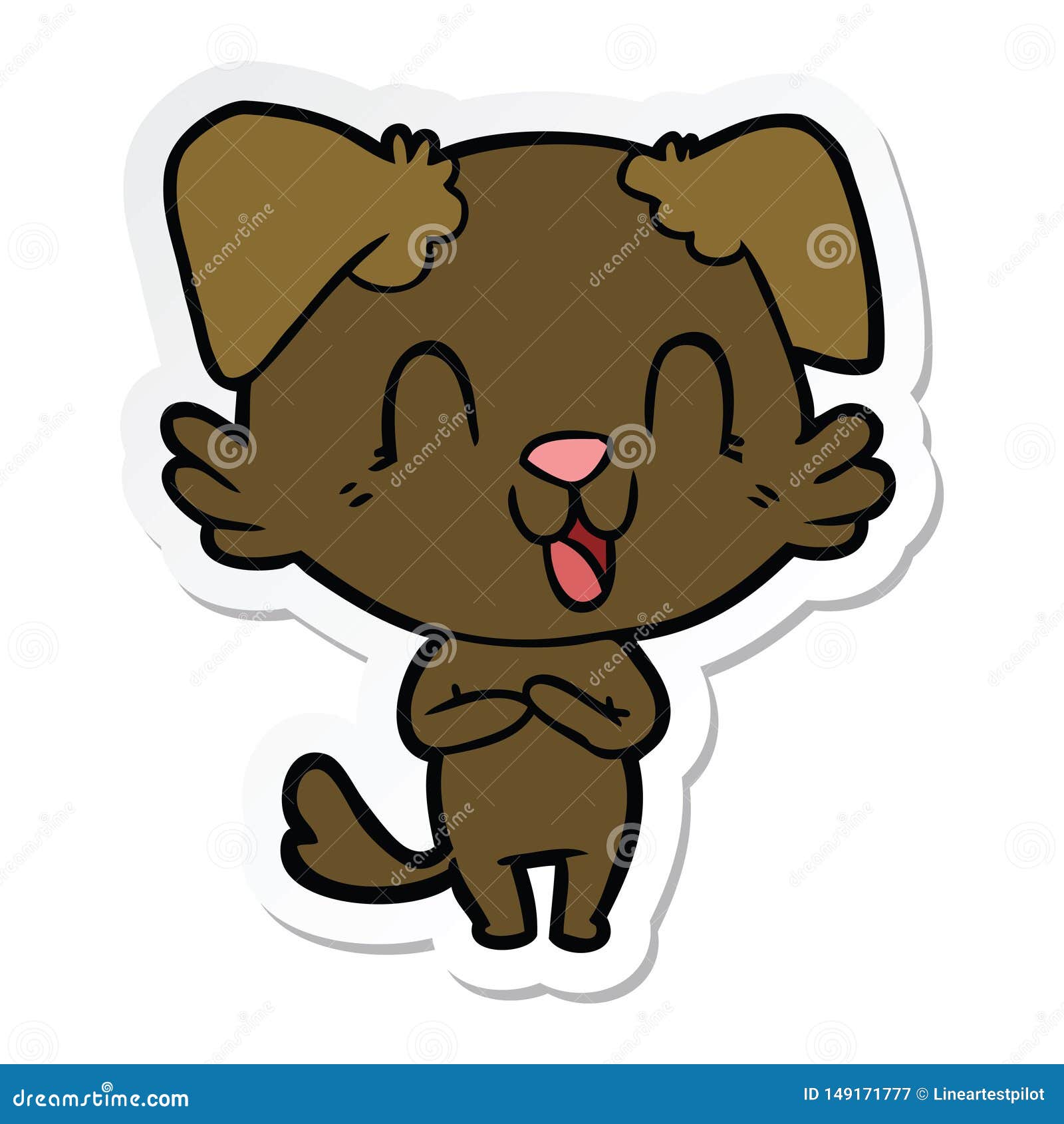 Sticker of a Laughing Cartoon Dog Stock Vector - Illustration of funny ...