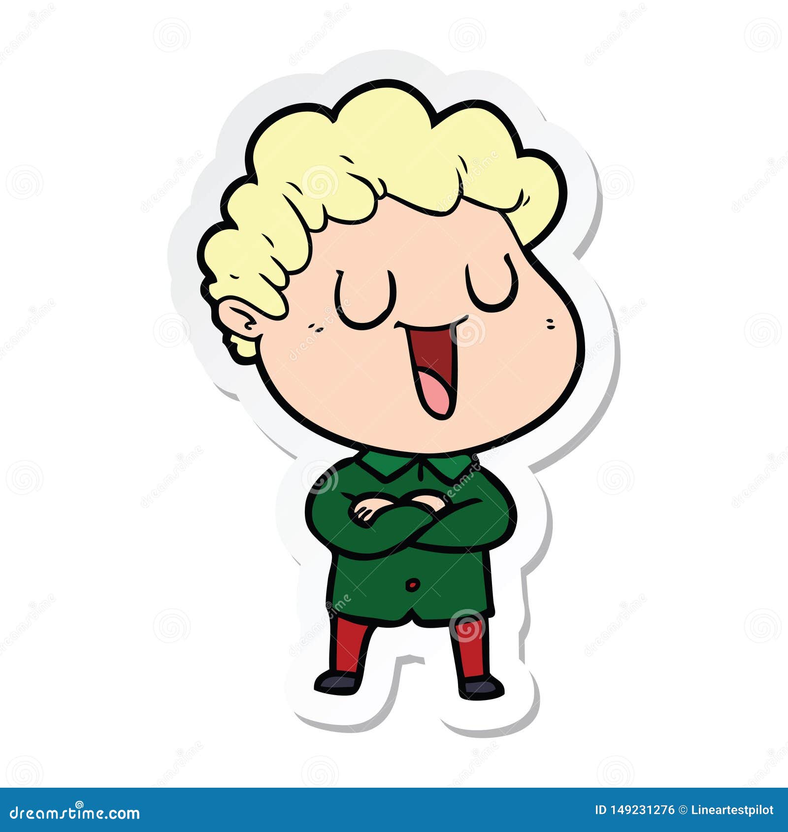 Sticker of a Laughing Cartoon Man Stock Vector - Illustration of stick ...