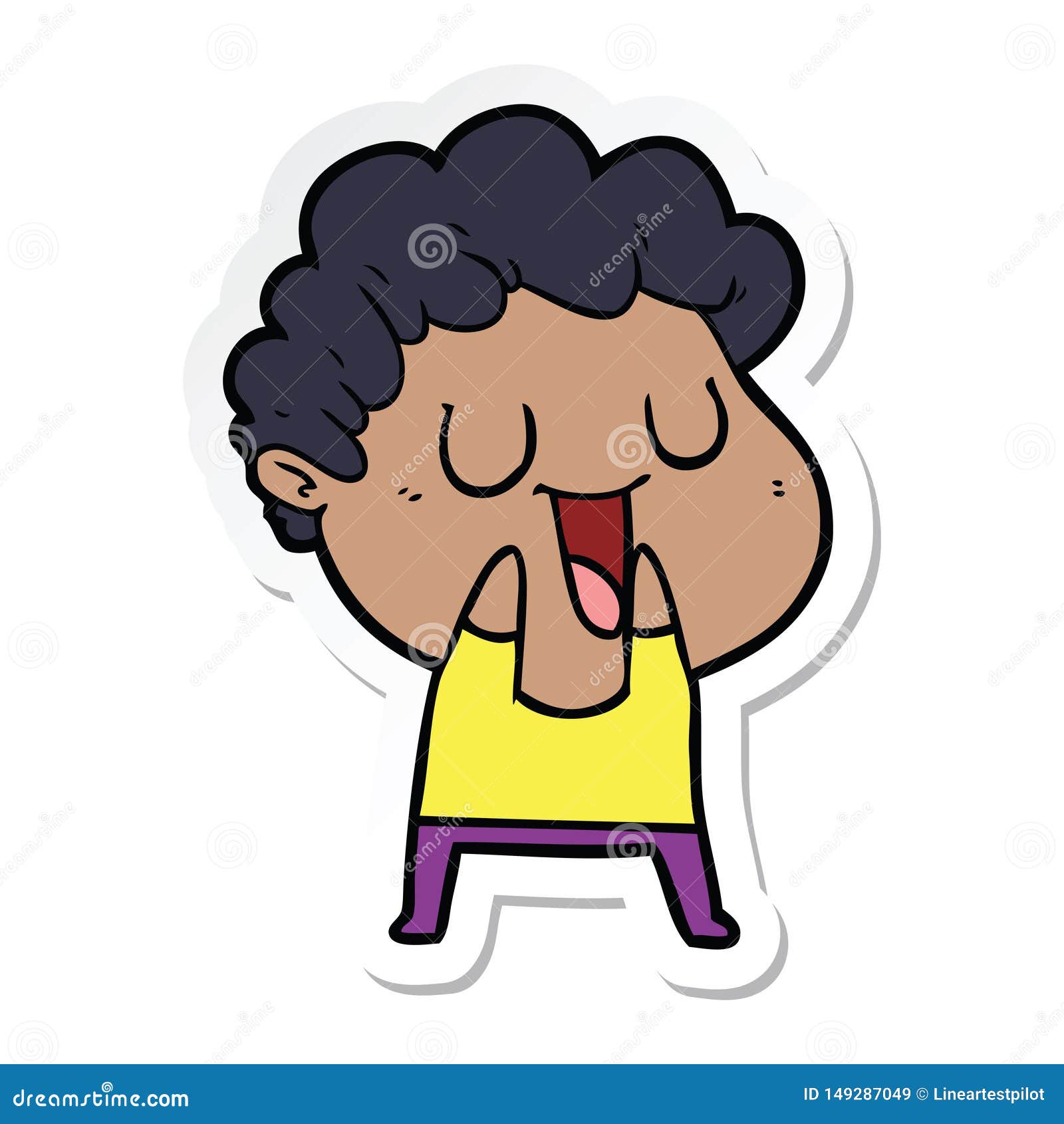 Sticker of a Laughing Cartoon Man Stock Vector - Illustration of icon ...