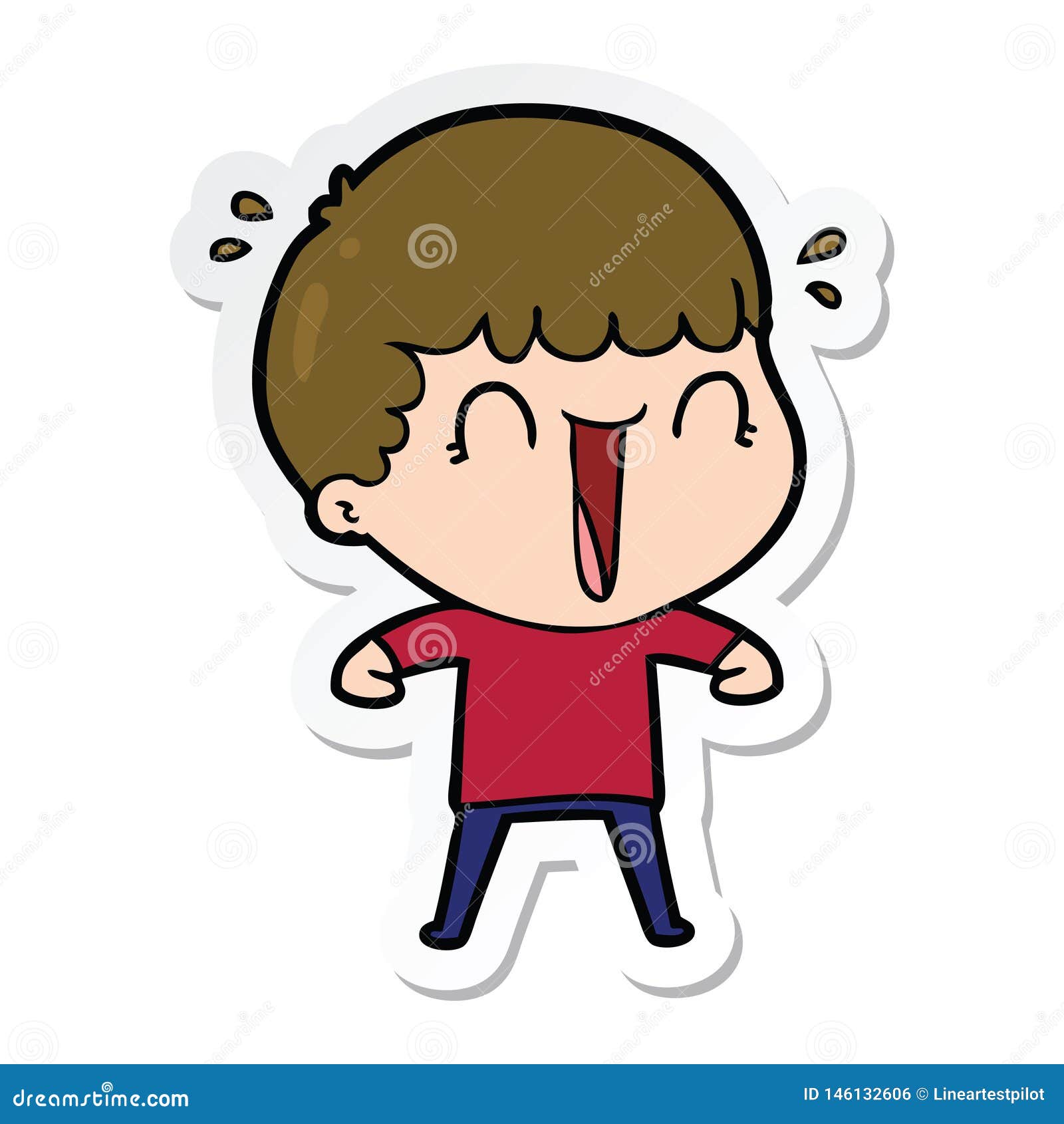 Sticker of a Laughing Cartoon Man Stock Vector - Illustration of cute ...