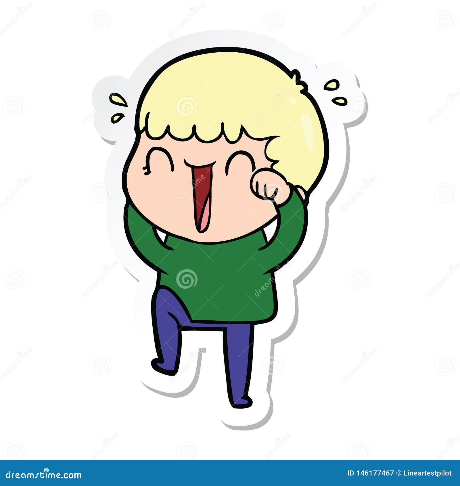 Sticker of a Laughing Cartoon Man Stock Vector - Illustration of ...