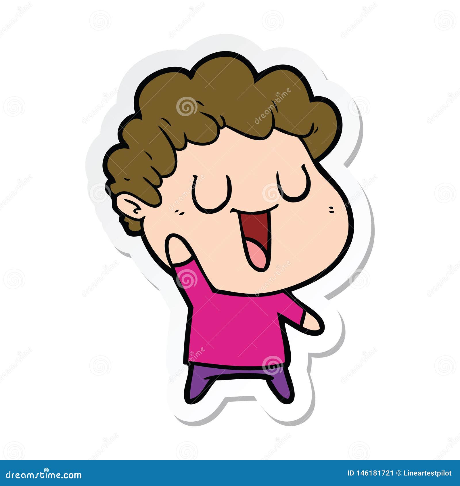 Sticker of a Laughing Cartoon Man Stock Vector - Illustration of male ...
