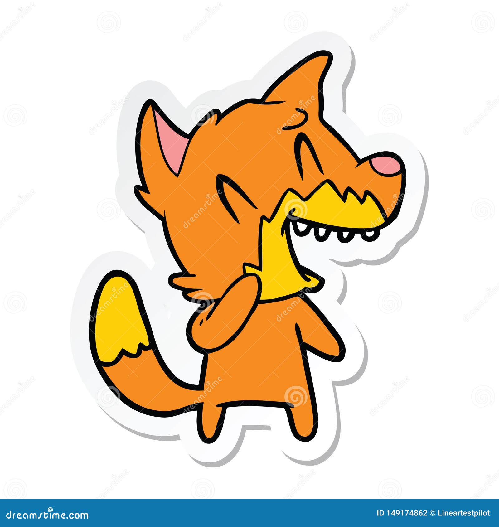 Sticker of a Laughing Fox Cartoon Stock Vector - Illustration of ...