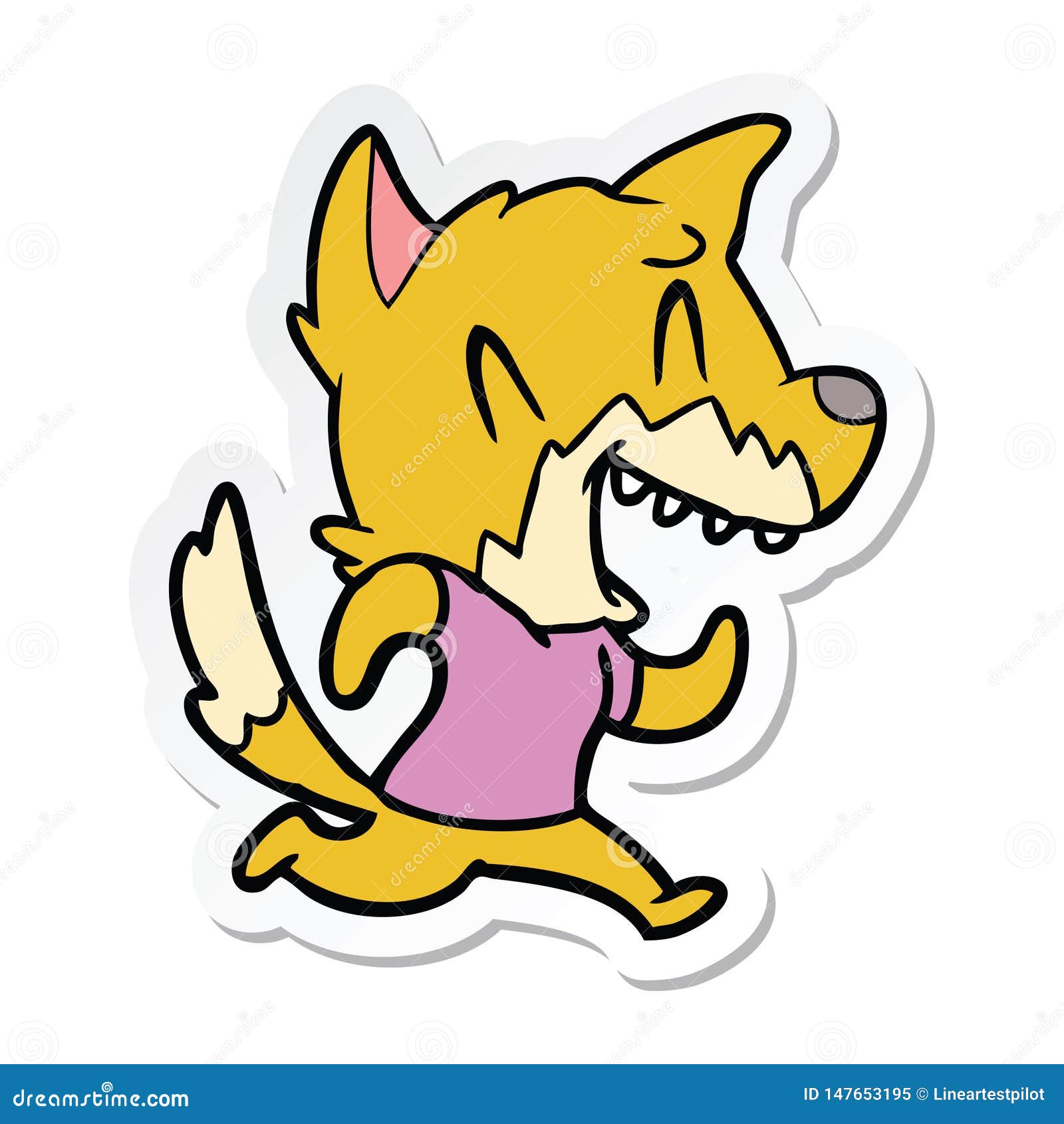 Sticker of a Laughing Fox Running Away Stock Vector - Illustration of ...