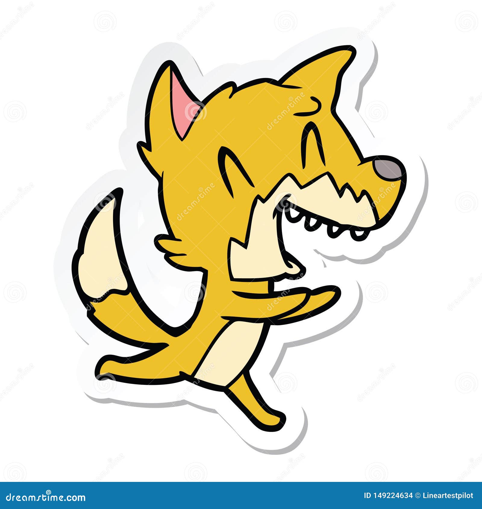 Sticker of a Laughing Fox Running Away Stock Vector - Illustration of ...