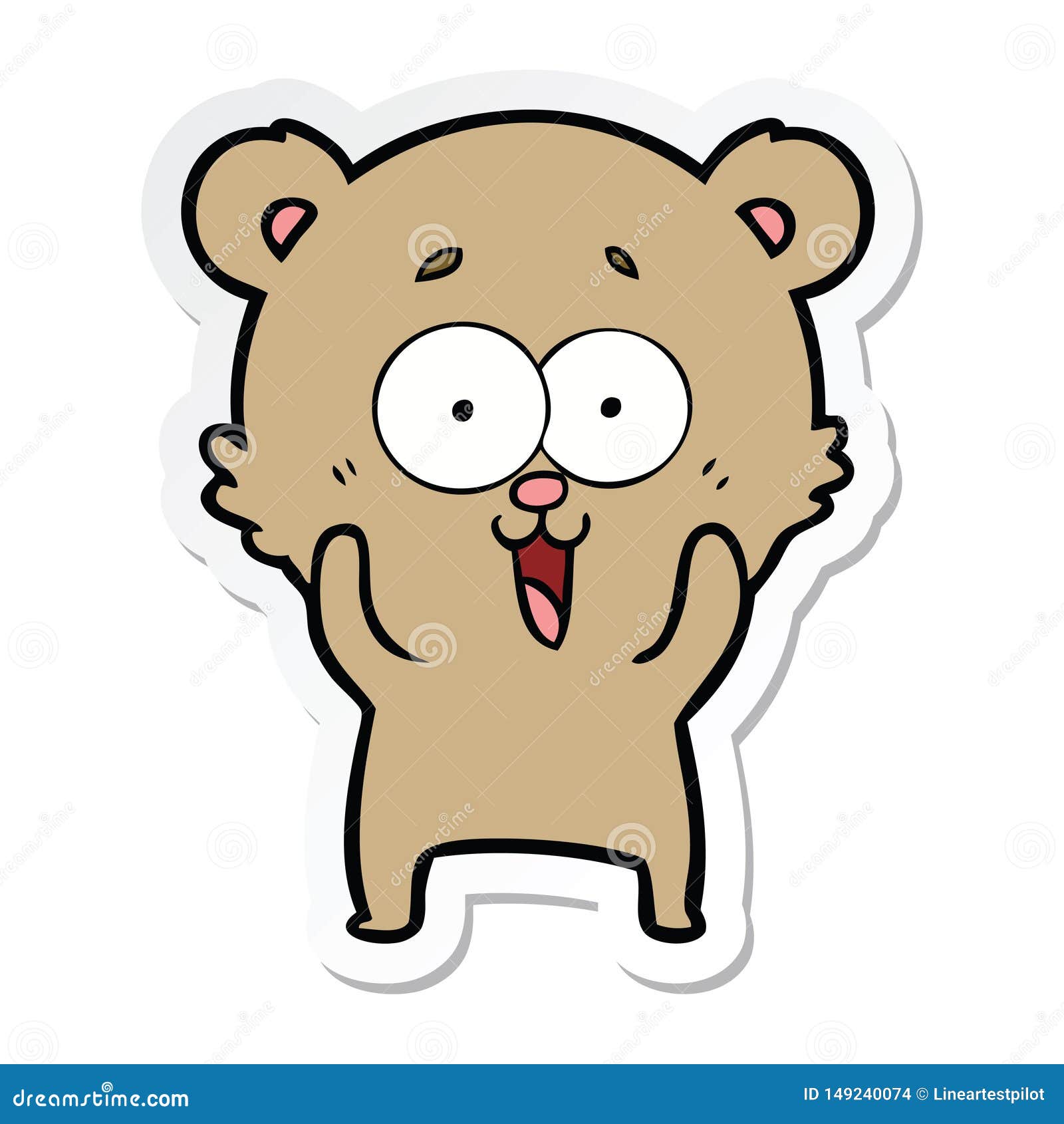 Sticker of a Laughing Teddy Bear Cartoon Stock Vector - Illustration of ...