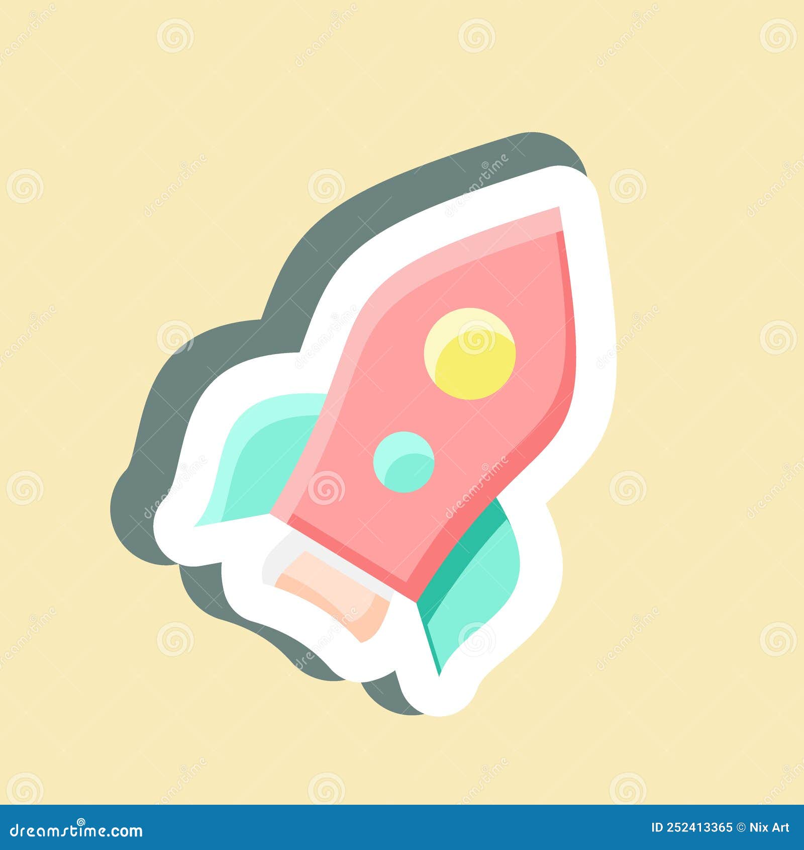 Sticker Launch. Suitable for Startup Symbol. Simple Design Editable ...