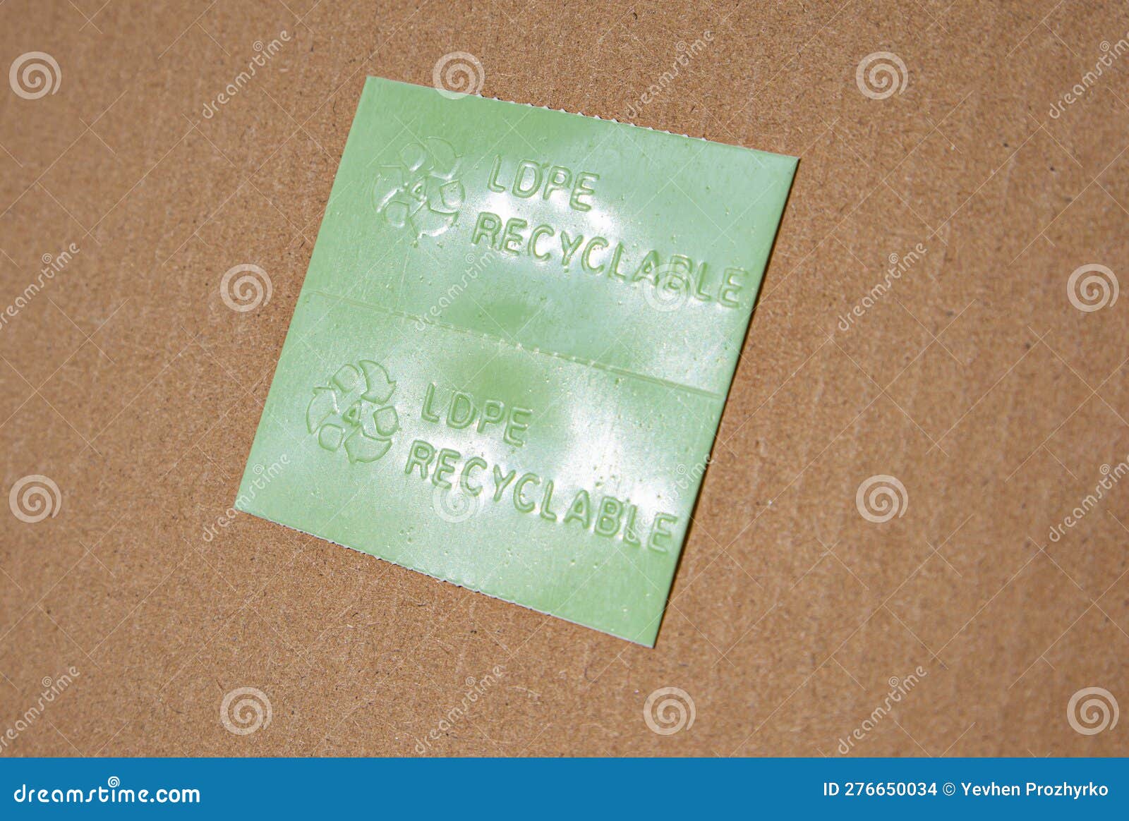 Sticker with 4-LDPE Plastic Recycling Logo on the Cardboard Packaging ...