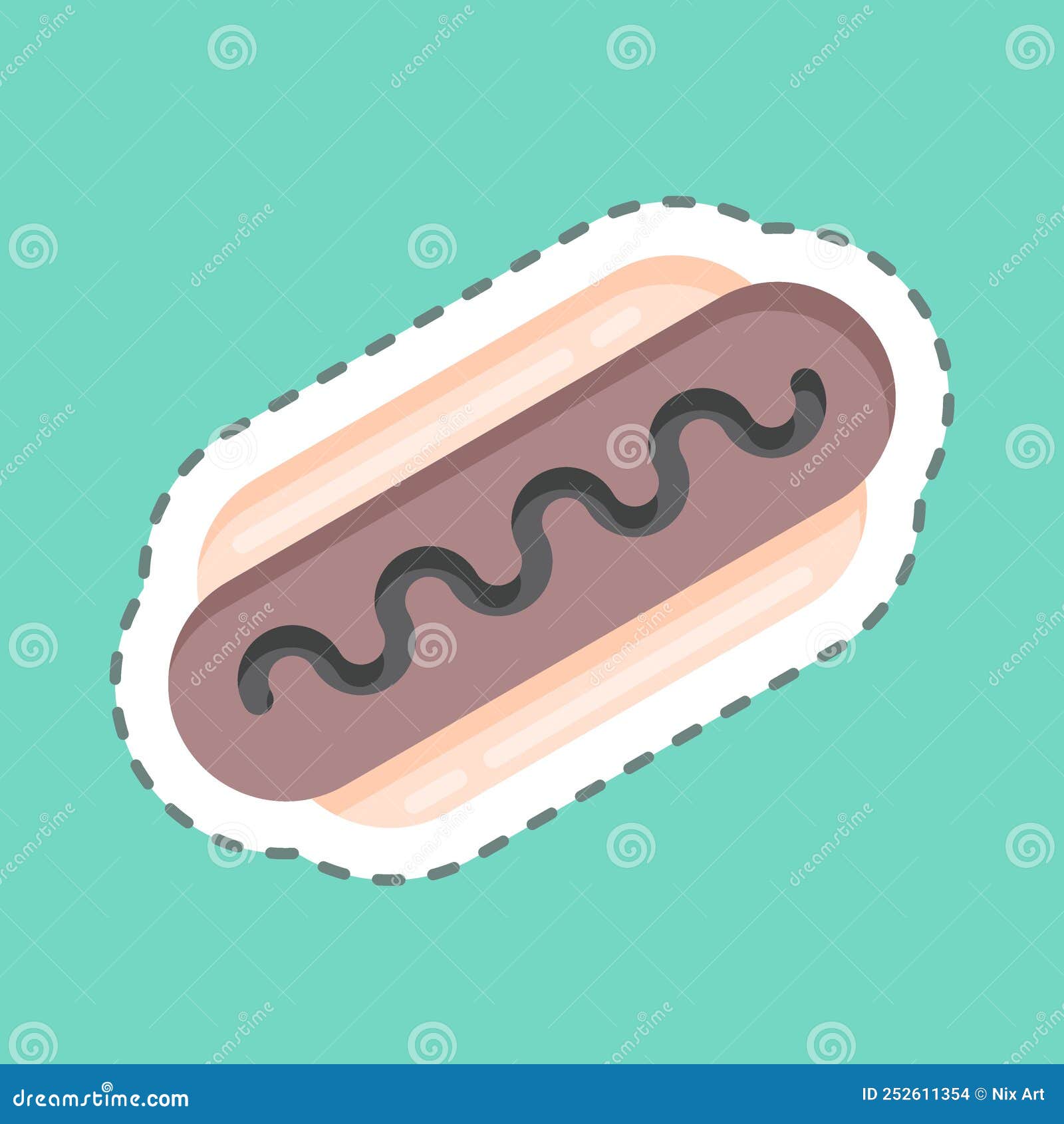 Sticker Line Cut Bratwurst. Suitable for Education Symbol. Simple ...