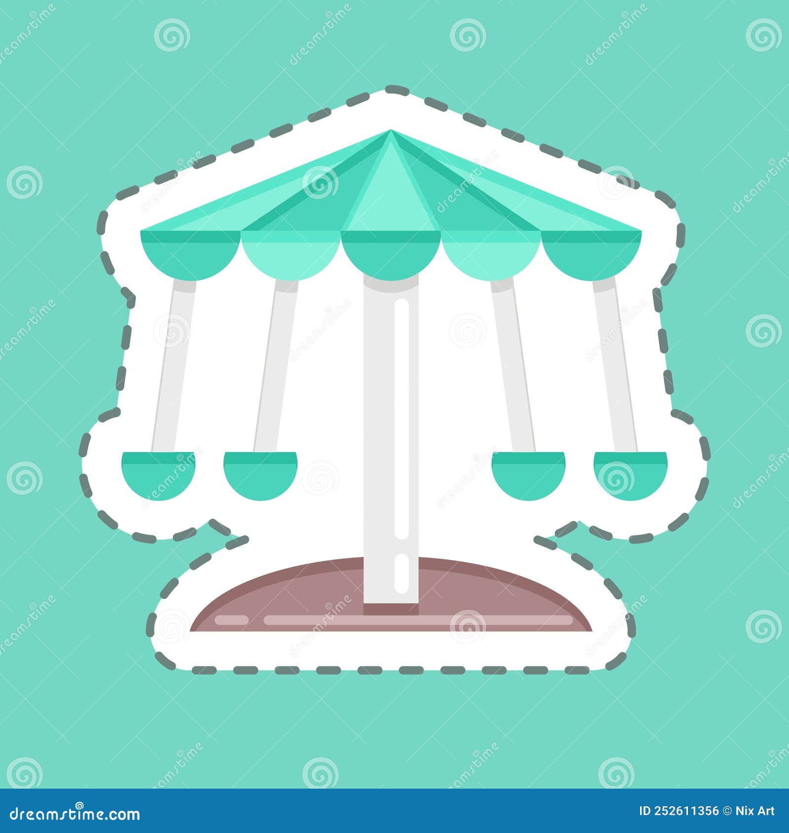Sticker Line Cut Carousel. Suitable for Education Symbol. Simple Design ...