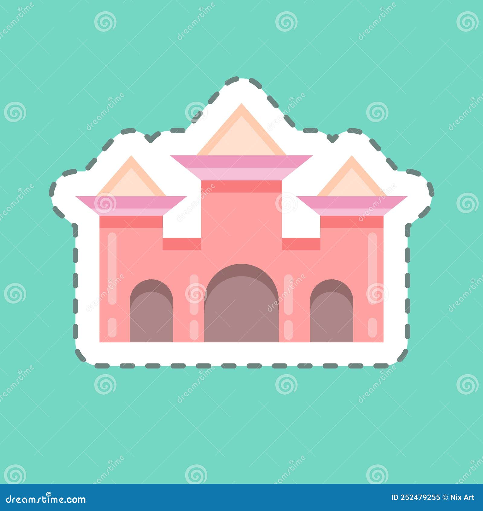 Sticker Line Cut Castle. Suitable for Halloween Symbol. Simple Design ...