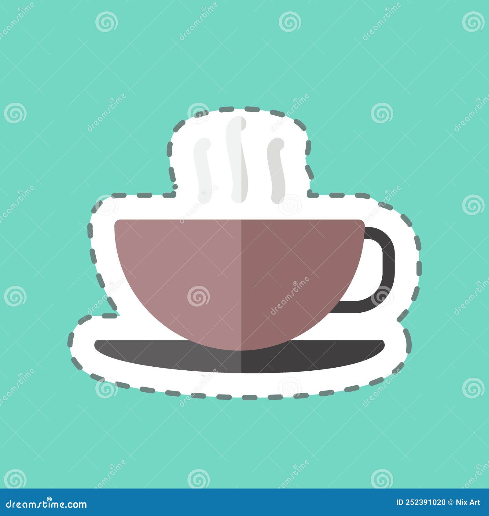 Sticker Line Cut Coffee Cup. Suitable for Wedding Symbol. Simple Design ...