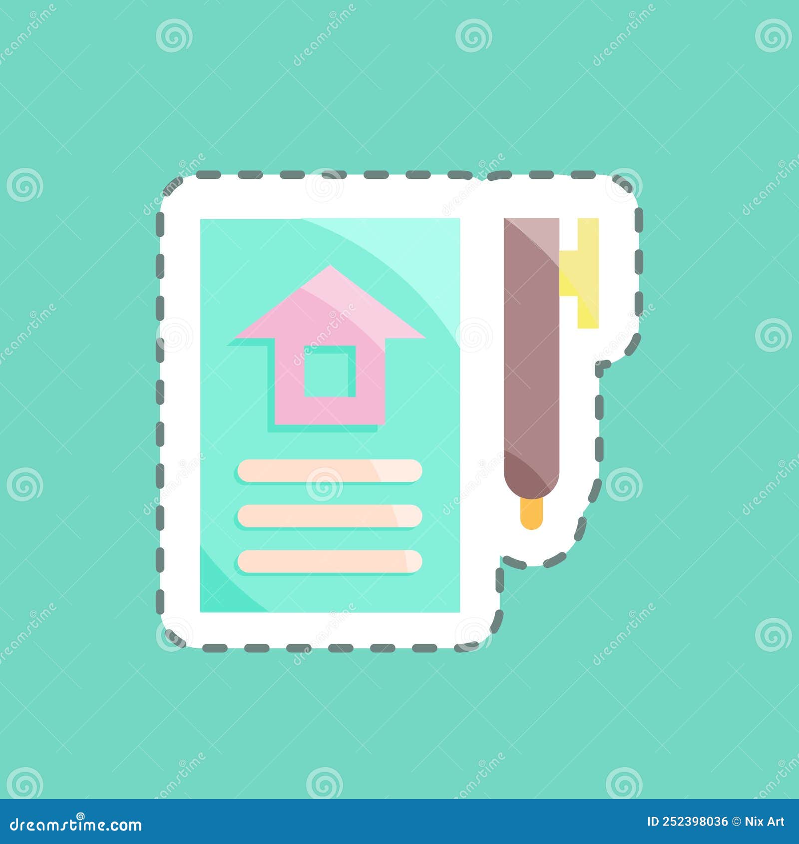 Sticker Line Cut Contract. Suitable for Education Symbol. Simple Design ...
