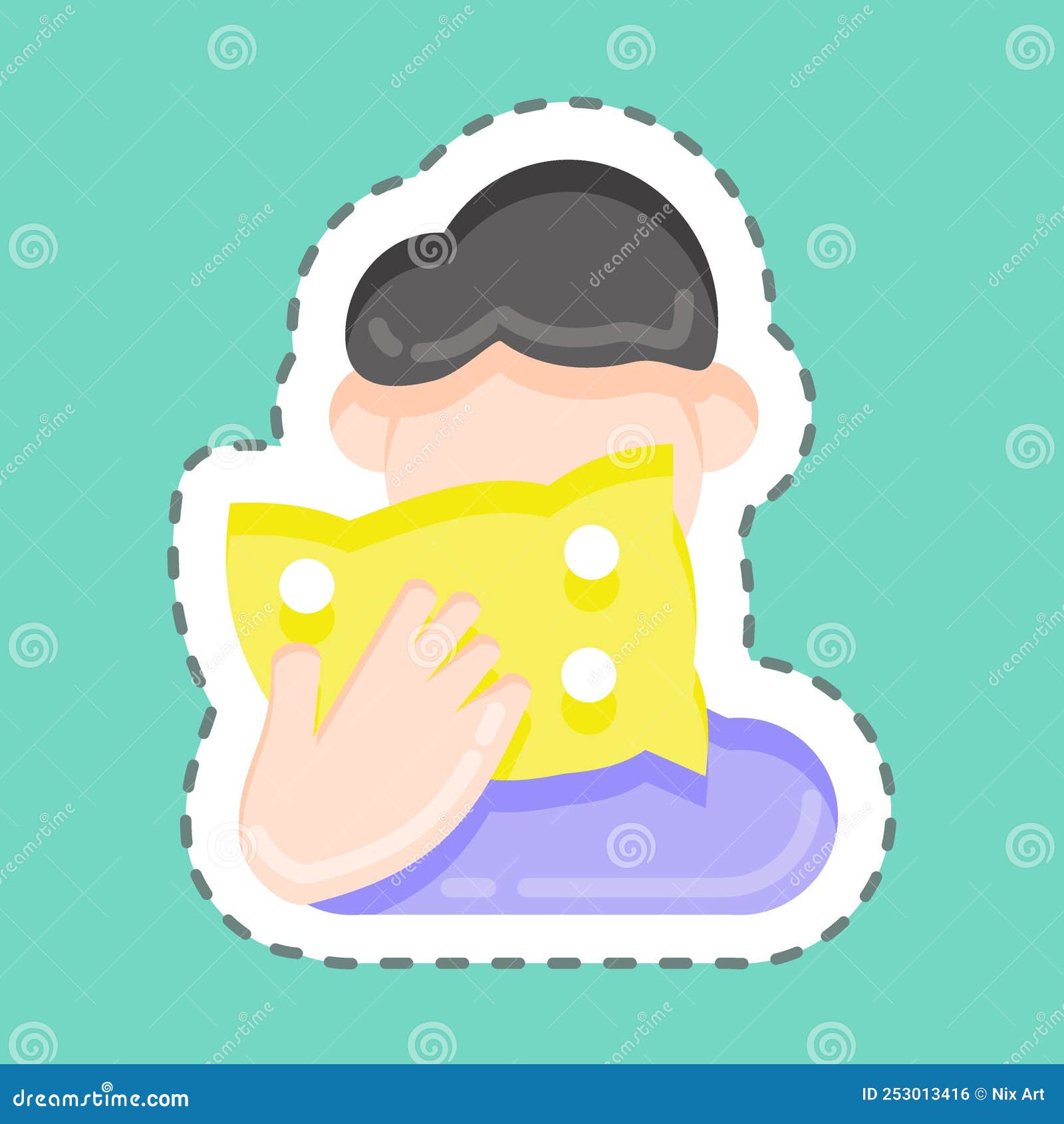 Sticker Line Cut Cough. Suitable for Flu Symbol. Simple Design Editable ...