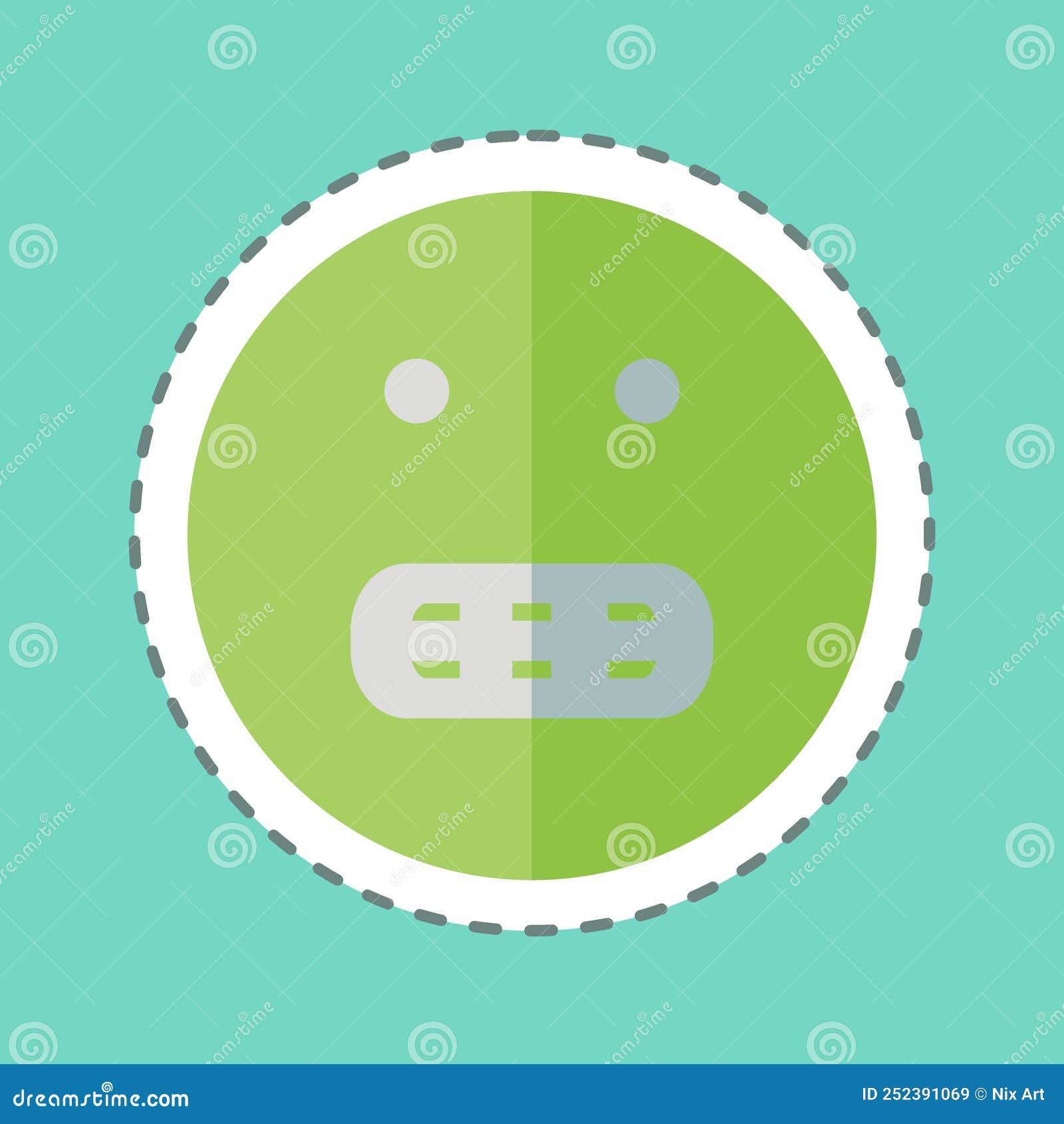 Sticker Line Cut Emoticon Grinning. Suitable for Emoticon Symbol ...