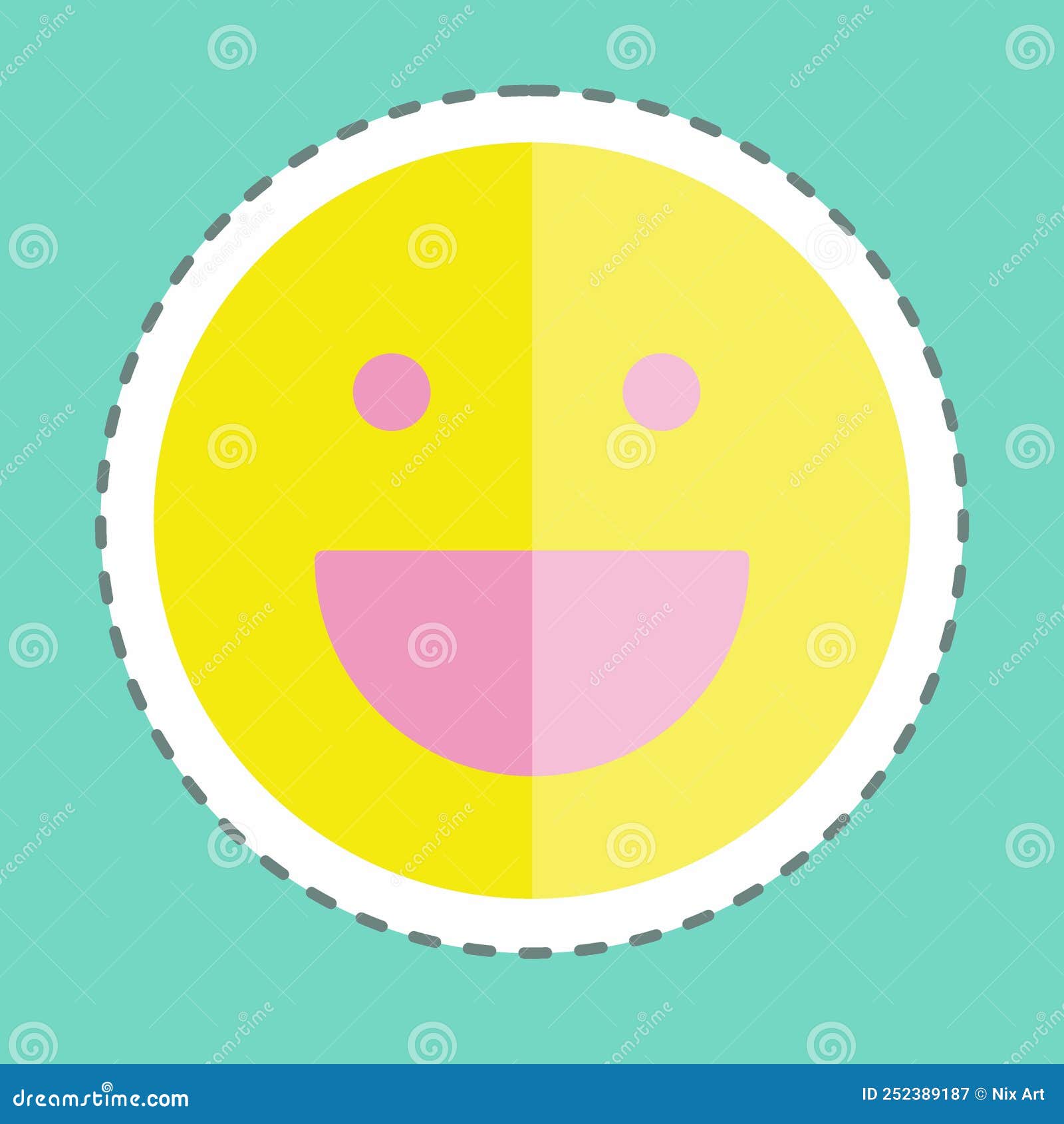 Sticker Line Cut Emoticon Laughing. Suitable for Emoticon Symbol ...