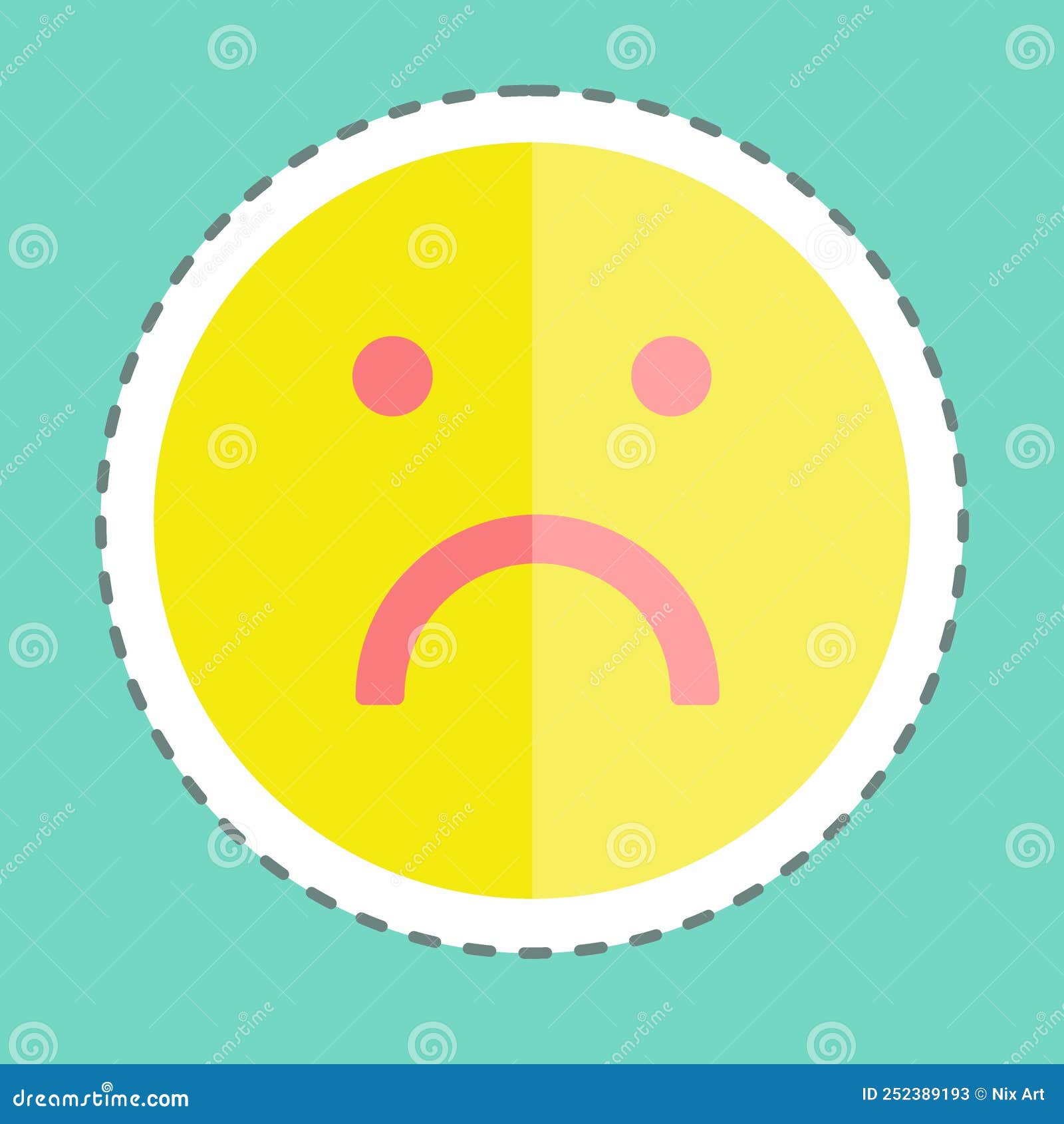 Sticker Line Cut Emoticon Sad. Suitable for Emoticon Symbol. Simple ...