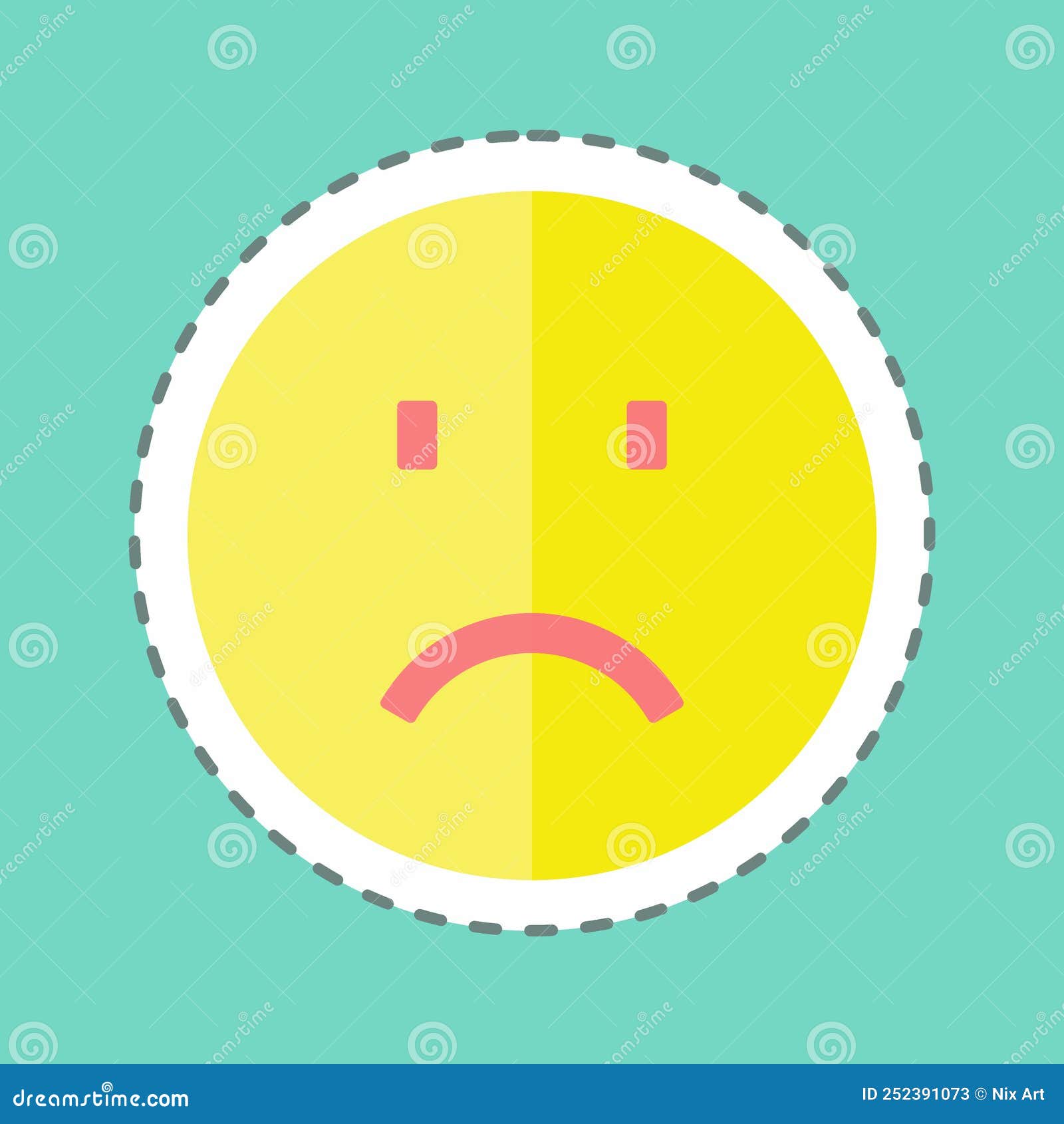 Sticker Line Cut Emoticon Sadness. Suitable For Emoticon Symbol. Simple ...