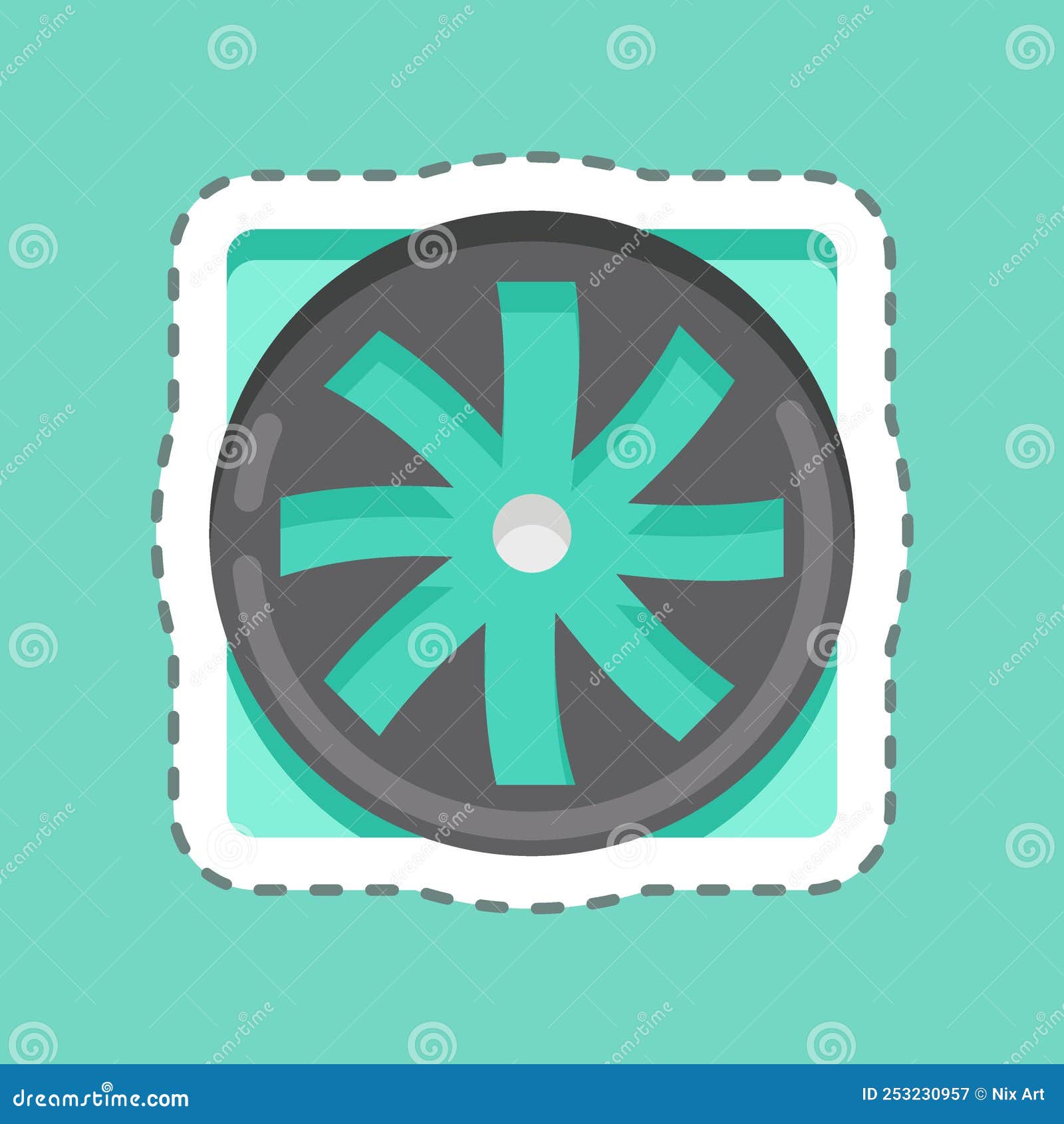 Sticker Line Cut Fan. Suitable for Computer Components Symbol. Simple ...