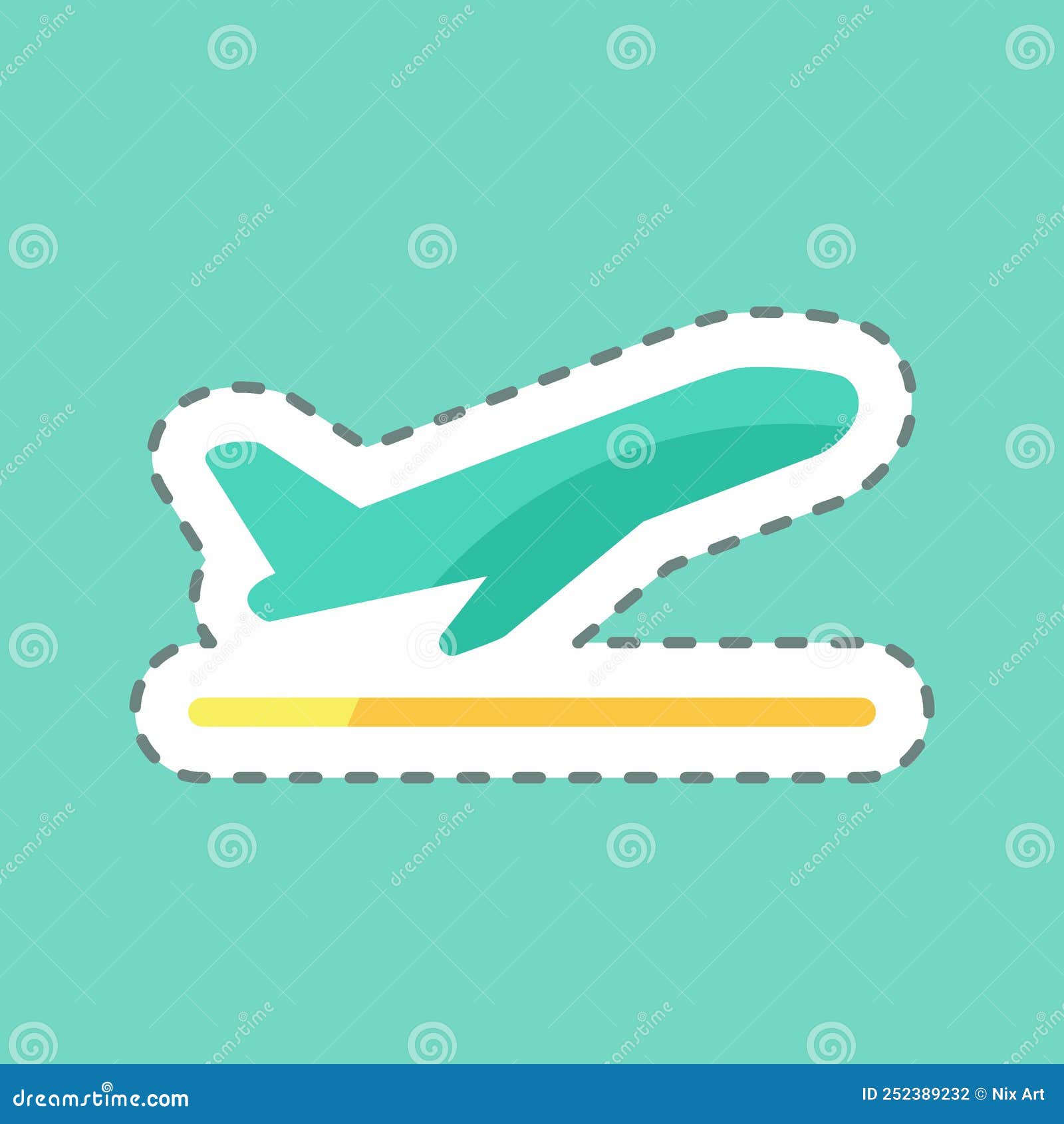 Sticker Line Cut Flight Takeoff. Suitable for Infographics Symbol ...