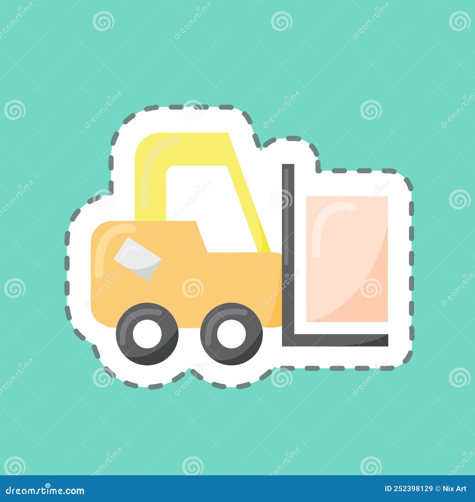 Sticker Line Cut Forklift. Suitable for Education Symbol. Simple Design ...