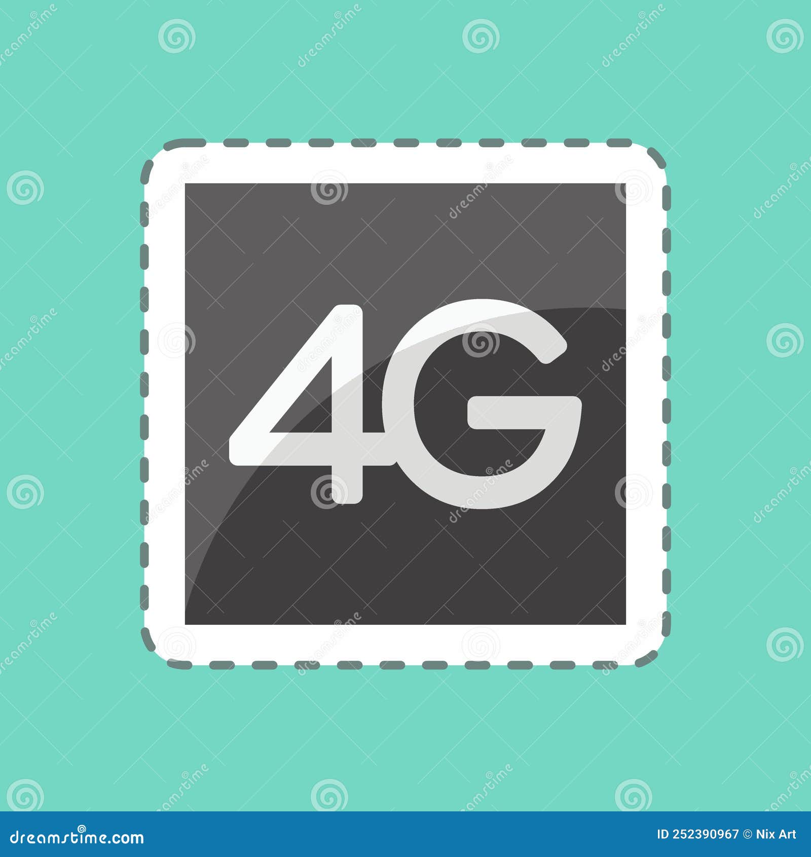 Sticker Line Cut 4G. Suitable for Mobile Apps Symbol. Simple Design ...