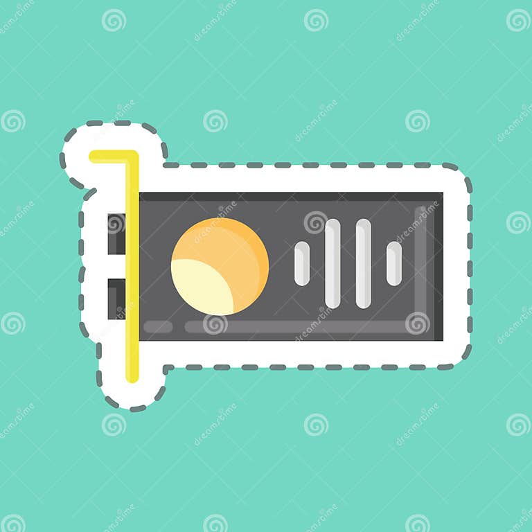 Sticker Line Cut GPU. Suitable for Computer Components Symbol. Simple ...